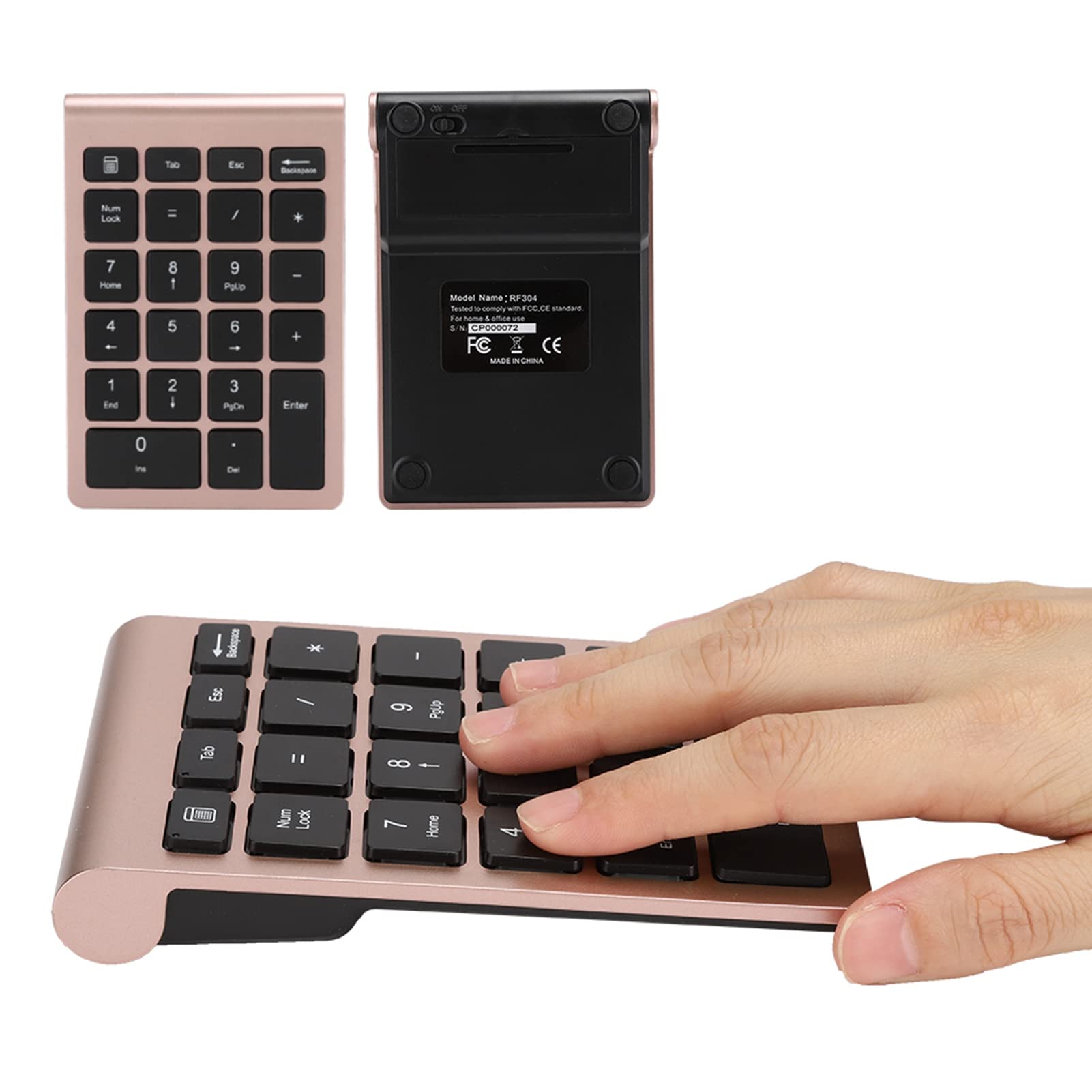 22 Keys Numeric Keypad, Number Pads BT Number Pad 22 Keys BT Number Pad for Laptop Pc Desktop Notebook (Rose Gold)