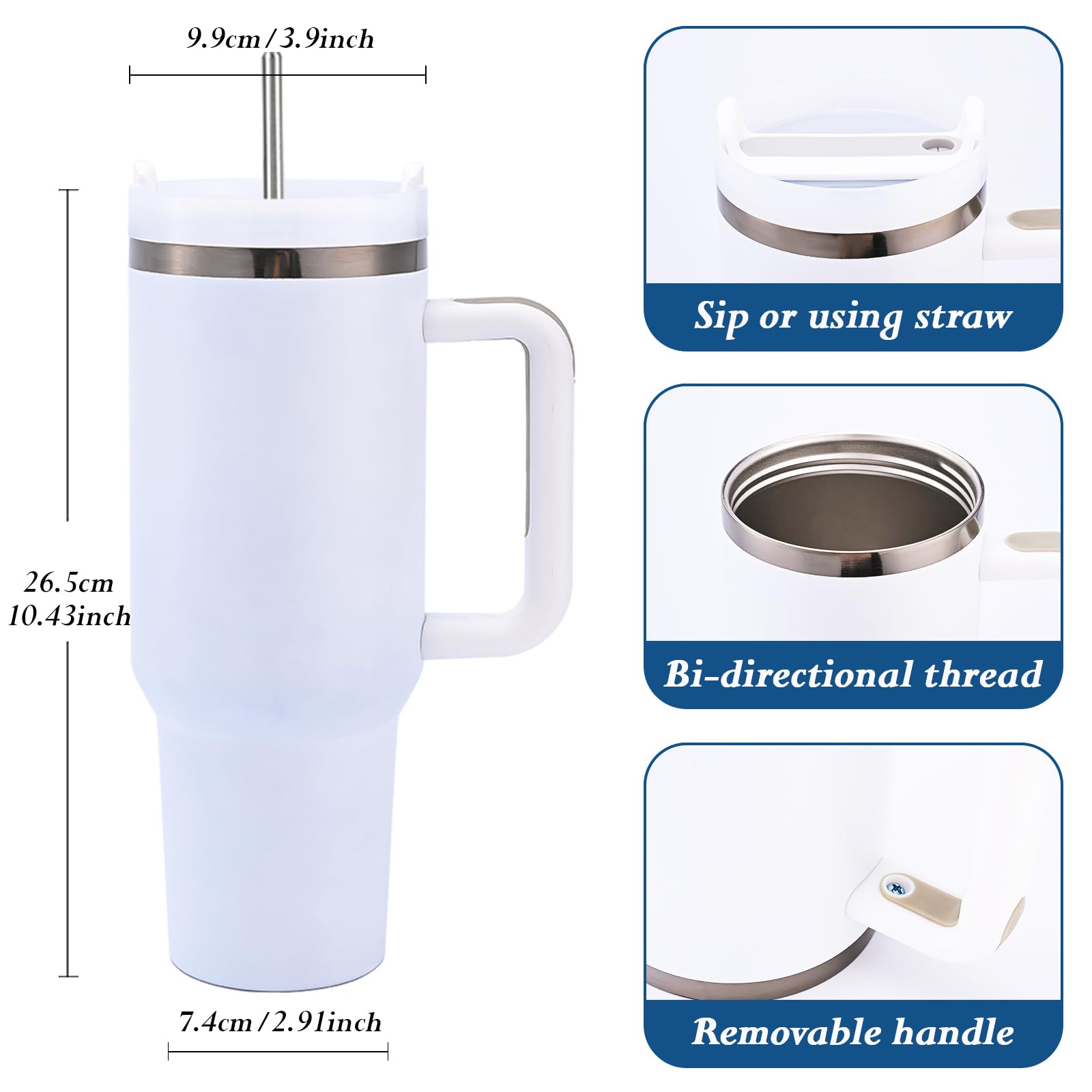 BATTUP 40 OZ Tumblers With Handle Bulk Stainless Steel Double Wall Vacuum Insulated with Lid and Straw Grey Mouth Mixed Colors 20 Pack