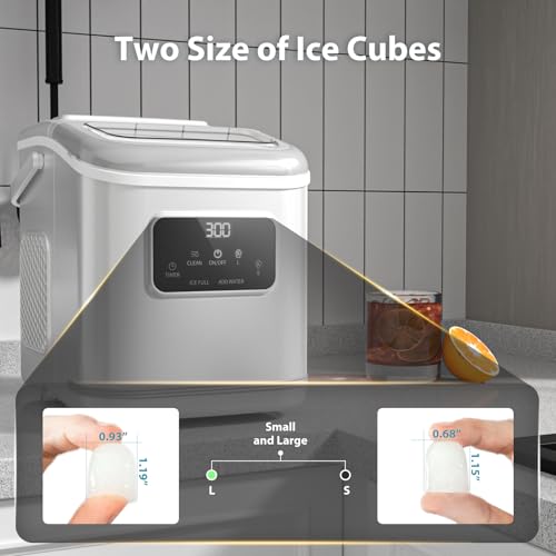 Electactic Ice Maker Machine countertop Self Cleaning Portable Compact Small Bullet Ice Maker with Digital Screen,9 Cubes in 6 Mins,26lbs in 24Hrs,for Camping Dorm Home Outdoor(White)