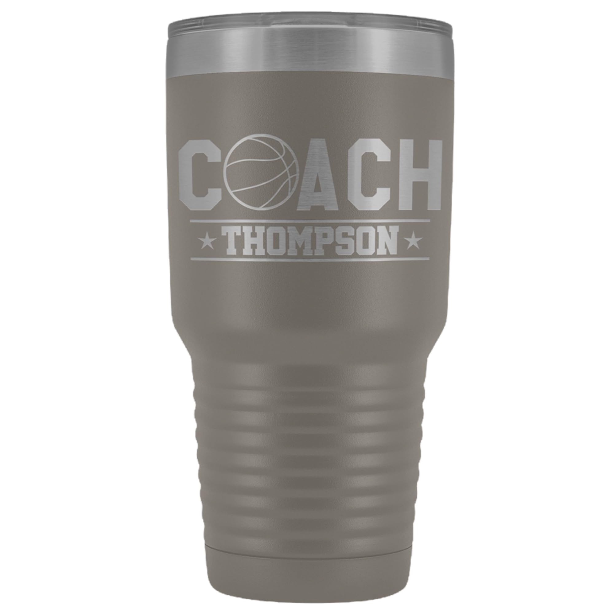 Personalized Basketball Coach Tumbler Cup With Name - Customized Gift - Custom Travel Mug - Pewter