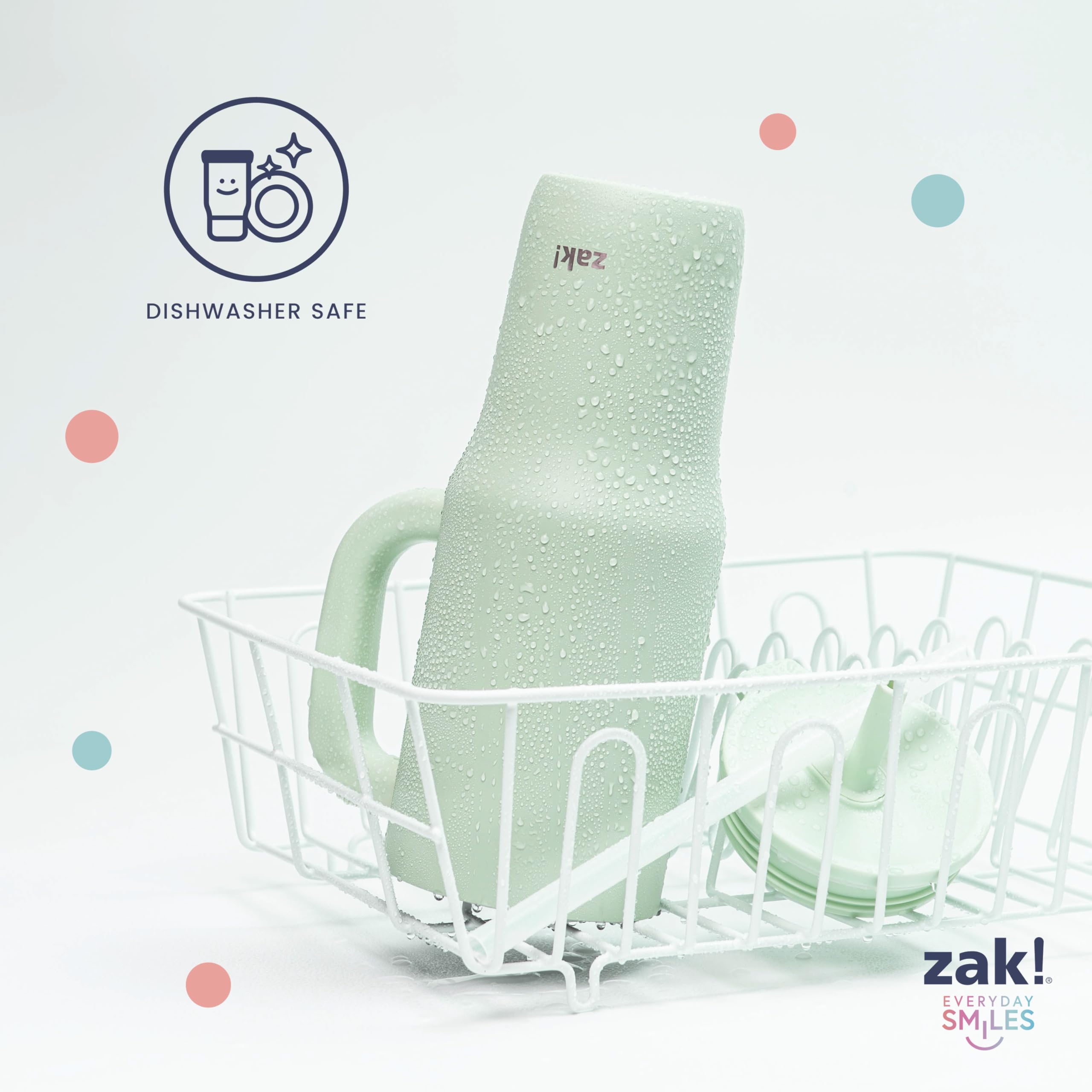 Zak Designs Sutton Travel Tumbler for On the Go, 40oz Stainless Steel with Vacuum Insulation, Silicone Straw, and Carry Handle for Cold Drinks (Cream White)