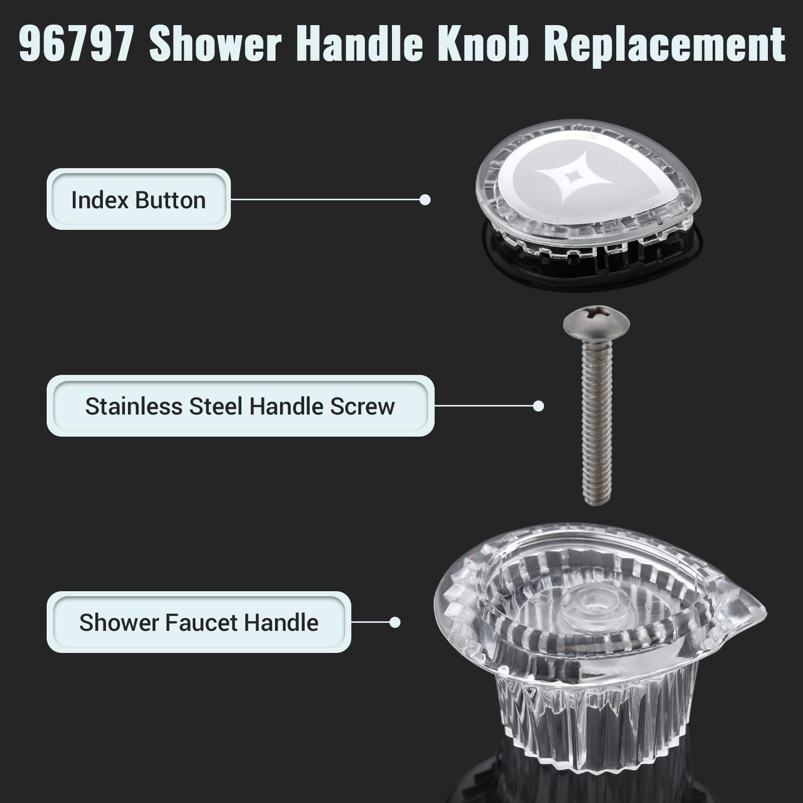 Shower Knob Handle Kit for Chateau Collection, Replacement Shower Knob Handle Compatible with Moen 96782/96791/96797/98039 Faucet Handle Kit, Fits for Moen Chateau Tub and Shower/Bathroom Sinks