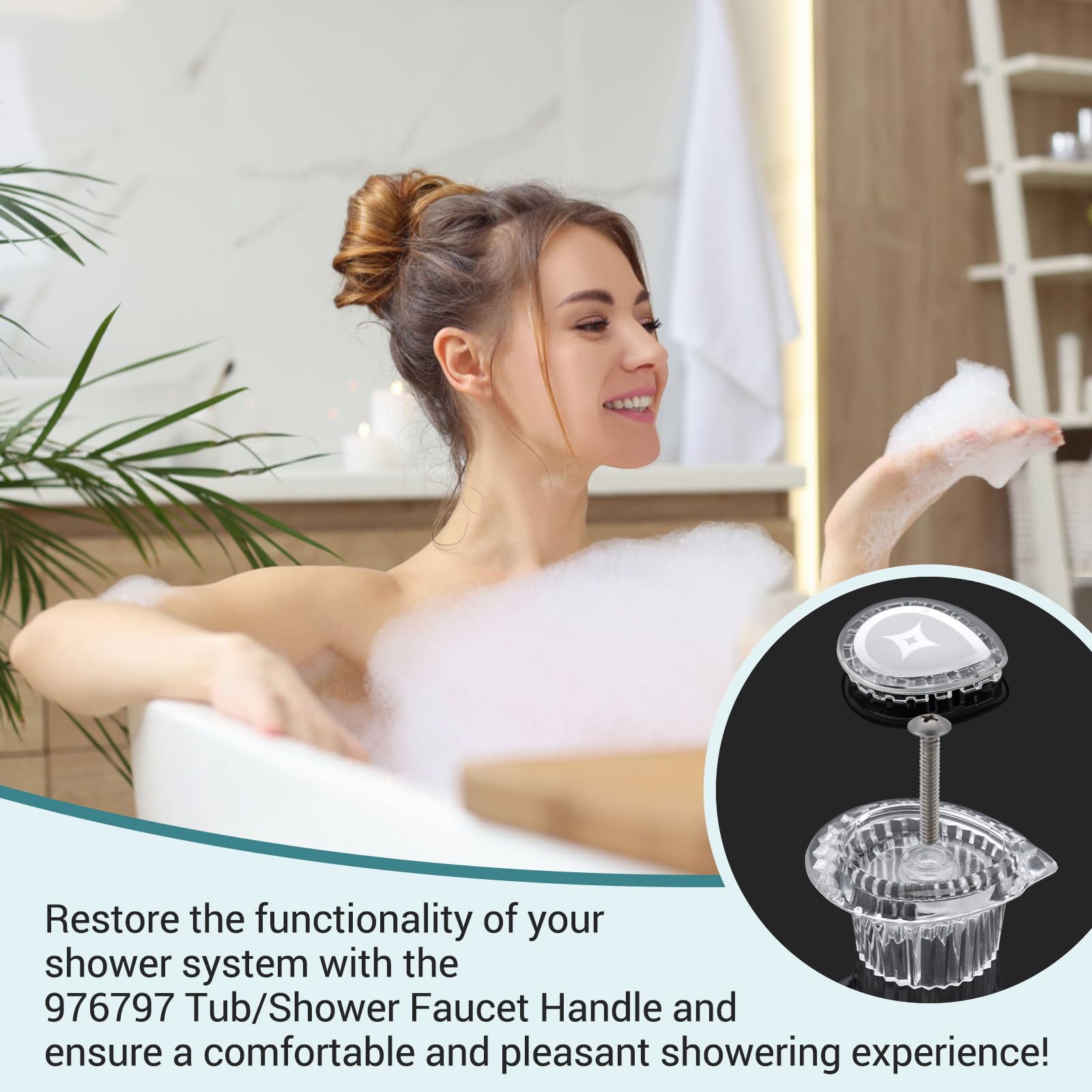 Shower Knob Handle Kit for Chateau Collection, Replacement Shower Knob Handle Compatible with Moen 96782/96791/96797/98039 Faucet Handle Kit, Fits for Moen Chateau Tub and Shower/Bathroom Sinks