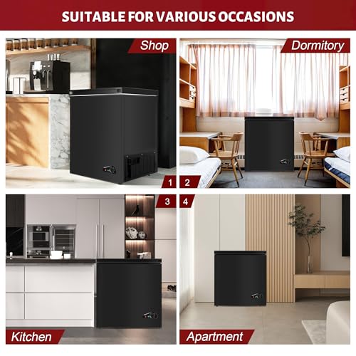 7.0 Cubic Feet Chest Freezer, Deep Freezer with 2 Removable Basket, 6 Adjustable Thermostat (Down to -18°F), Easy Front Defrost Drain, Compact Freezers Free Standing Top Open Door for Homes, Black