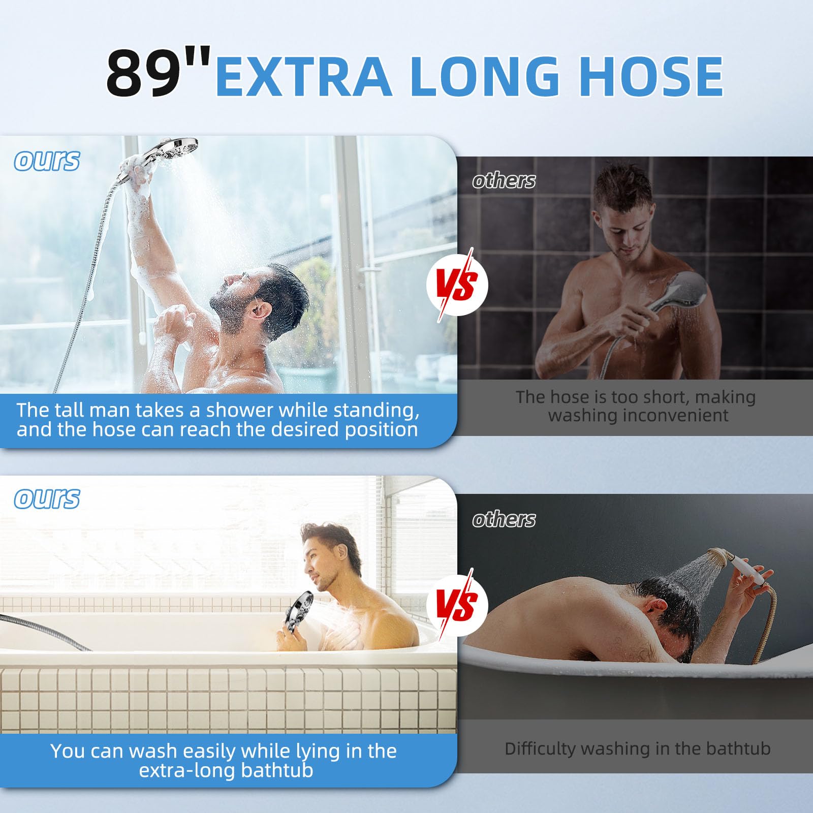 All Metal Bathtub Faucet with Sprayer,Tub Spout with Shower Attachment,10 Settings Hand held Filtered Shower with ON/OFF Pause Switch,Bathtub Faucet with Diverter