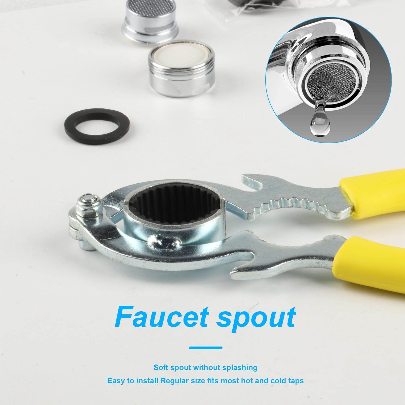 QBXMY7 6-Piece Faucet Aerator Removal Wrench Kit - 2 Sink Bubbler Wrenches + 4 M24 Aerators, Disassembly and Repair Spanner Tool