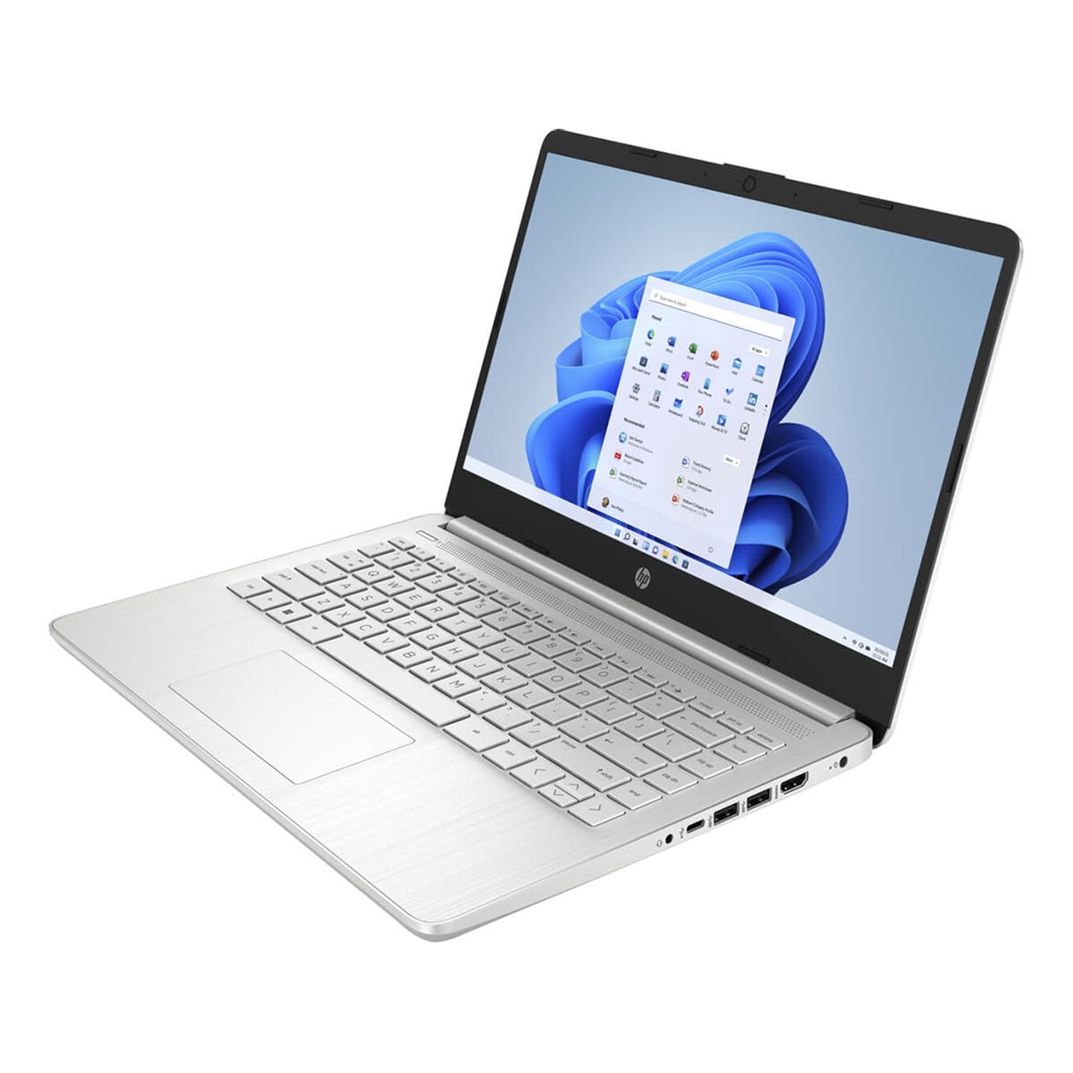 HP 14" HD Touchscreen Laptop, Windows 11, Intel Celeron Dual-Core Processor Up to 2.60GHz, 4GB RAM, 64GB SSD, Webcam, Dale Sliver (Renewed)