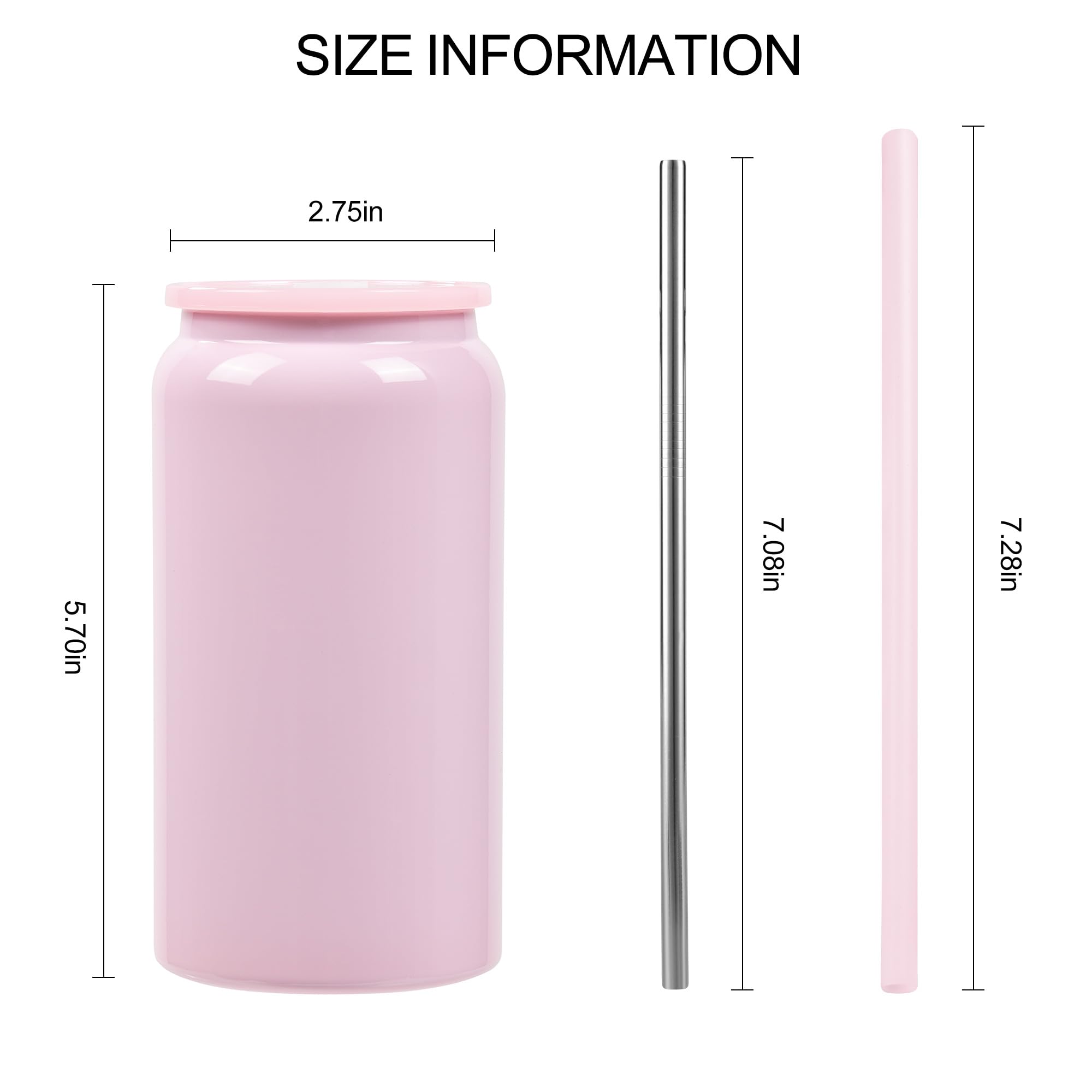 JYLJINGYULI 6 Pack Glass Cups with Lids and Straws, 16oz Stainless Steels Sublimation Tumbler Cups, Beer Cups, Iced Coffee Cups, Smoothie Cup for Whiskey, Soda, Tea, Water cups.