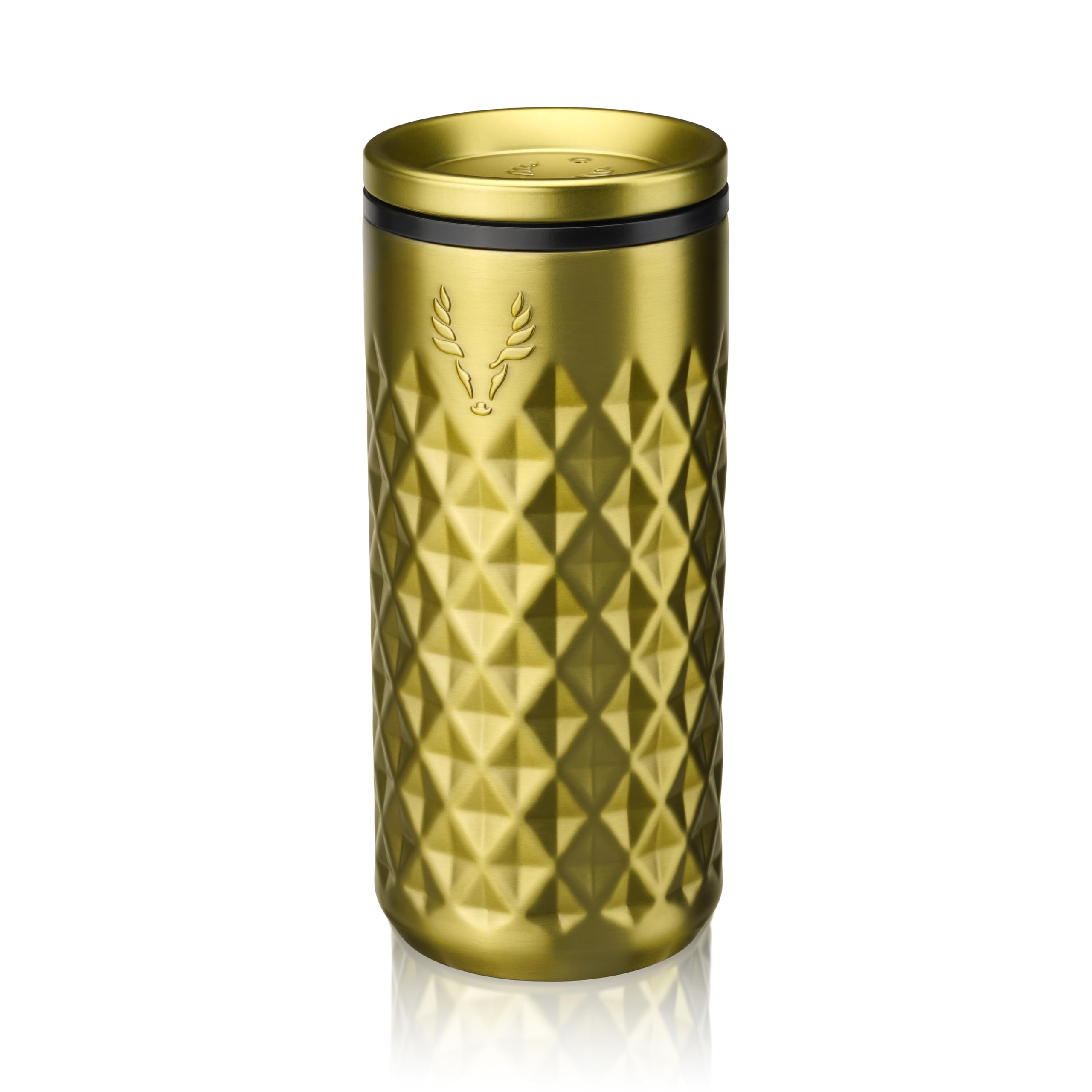Viski Paragon Insulated Cocktail Tumbler, Insulated Highball Glasses Stainless Steel Highball Glasses with Ceramic Coating 16oz Gold Set of 1