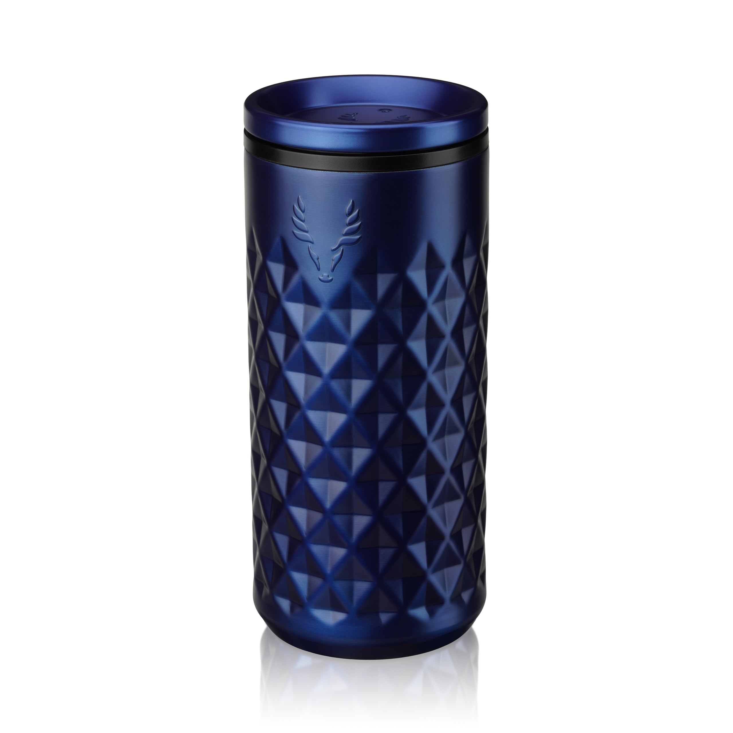 Viski Paragon Insulated Cocktail Tumbler, Insulated Highball Glasses Stainless Steel Highball Glasses with Ceramic Coating 16oz Blue Set of 1