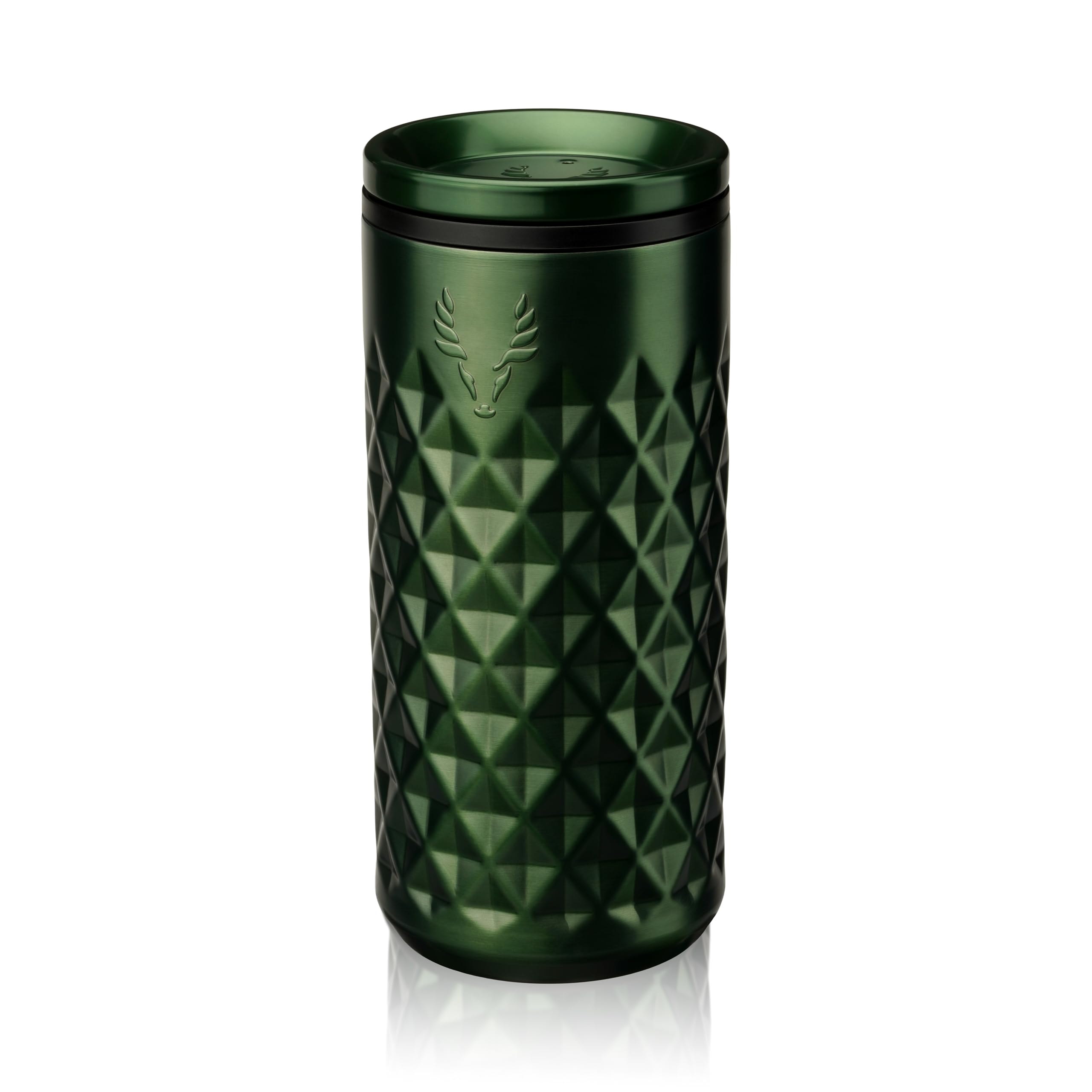 Viski Paragon Insulated Cocktail Tumbler, Insulated Highball Glasses Stainless Steel Highball Glasses with Ceramic Coating 16oz Green Set of 1