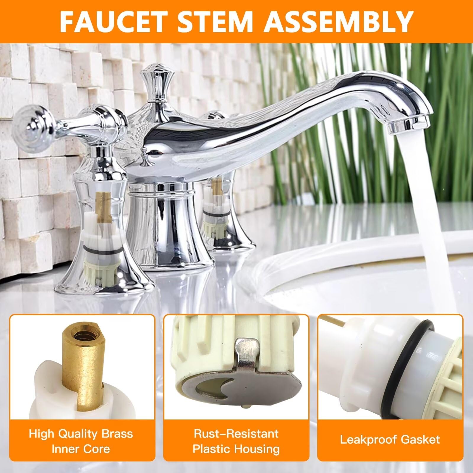 Aiyumise For Delta Faucet Stem Assembly RP25513-2 Pack - Compatible for Most Delta Two Handle Kitchen, Bathroom & Bathtub Faucets - Lasting Replacement Parts for Smooth Water Flow