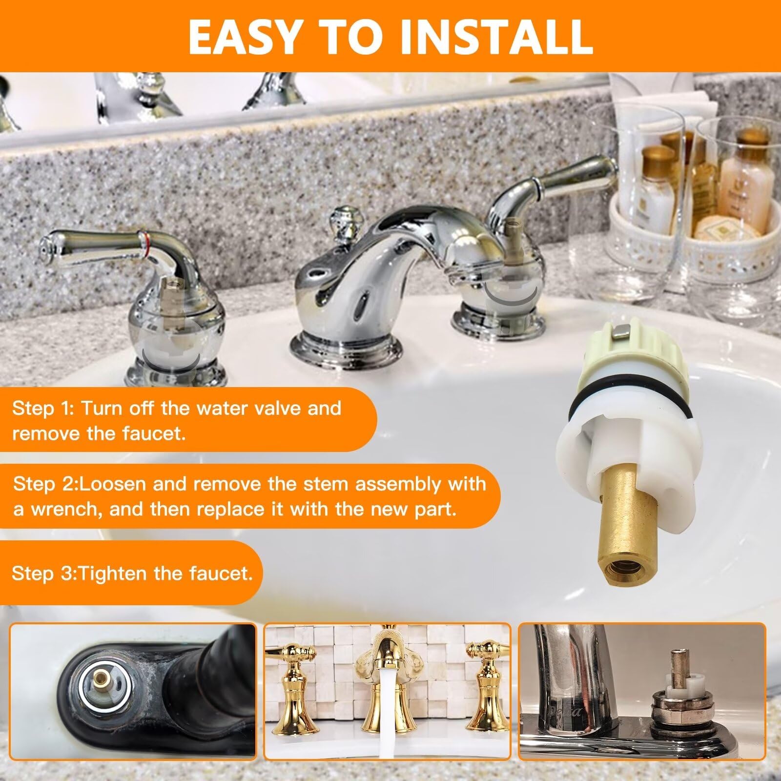 Aiyumise For Delta Faucet Stem Assembly RP25513-2 Pack - Compatible for Most Delta Two Handle Kitchen, Bathroom & Bathtub Faucets - Lasting Replacement Parts for Smooth Water Flow