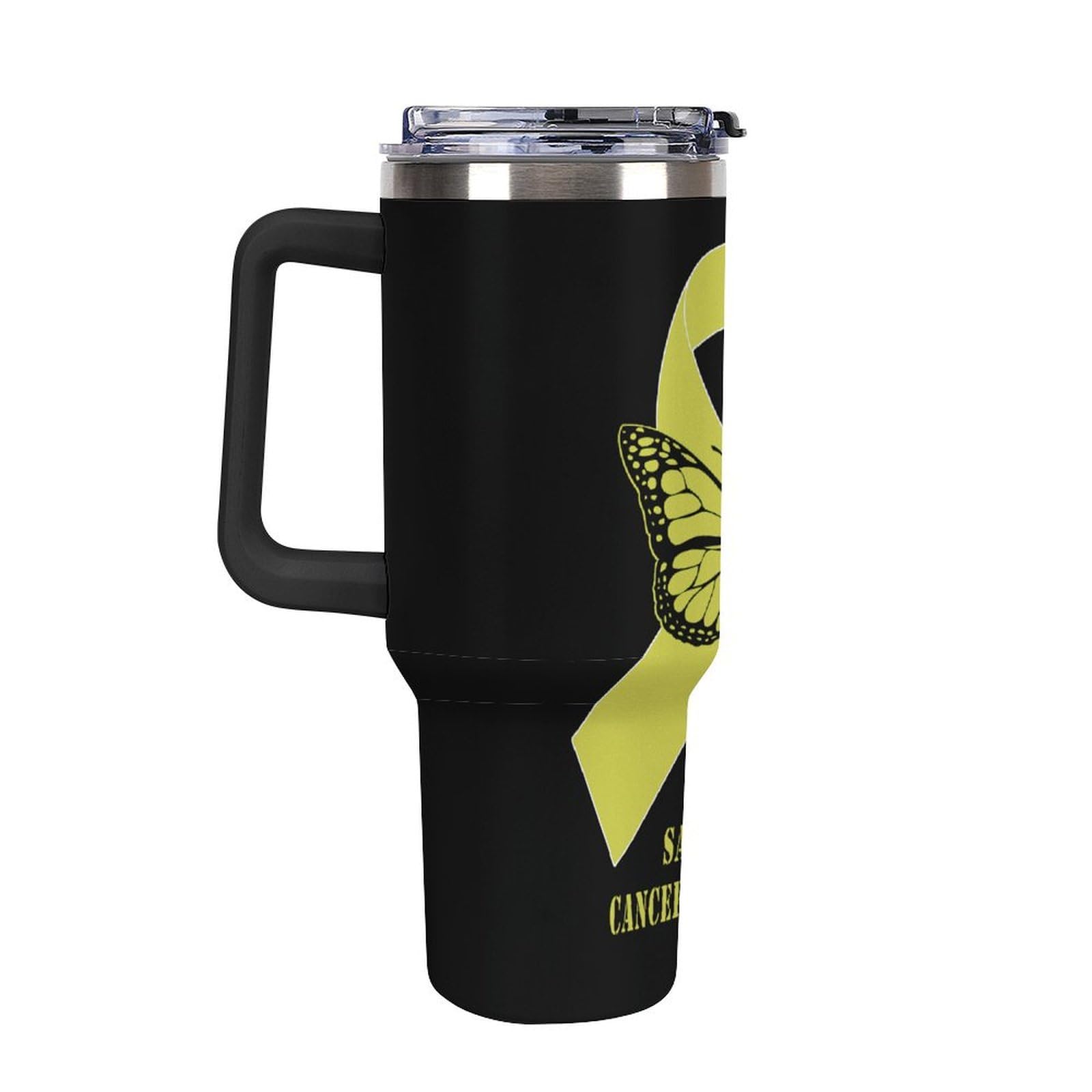Sarcoma Cancer Awareness 40 Oz Tumbler with Handle And Straw Lid,Insulated Reusable Stainless Steel Travel Glass Mug 40 Ounces