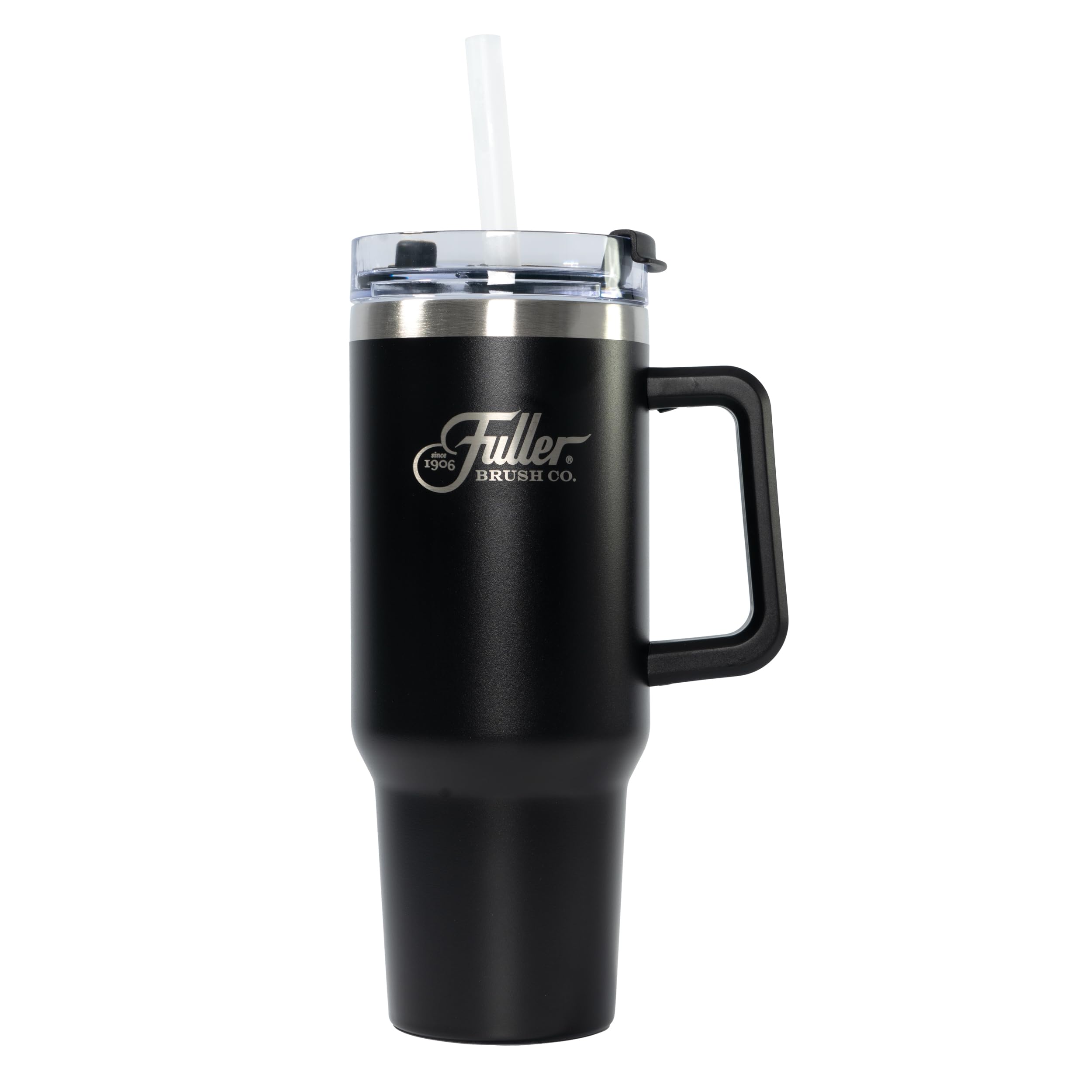 Fuller Brush Stainless Steel Tumbler with Handle - 40 oz. – Lead & BPA-Free - Double-Wall Insulated Travel Mug – Keeps Drinks Hot or Cold for Hours – Spill-Resistant Lid & Straw (Charcoal Gray)