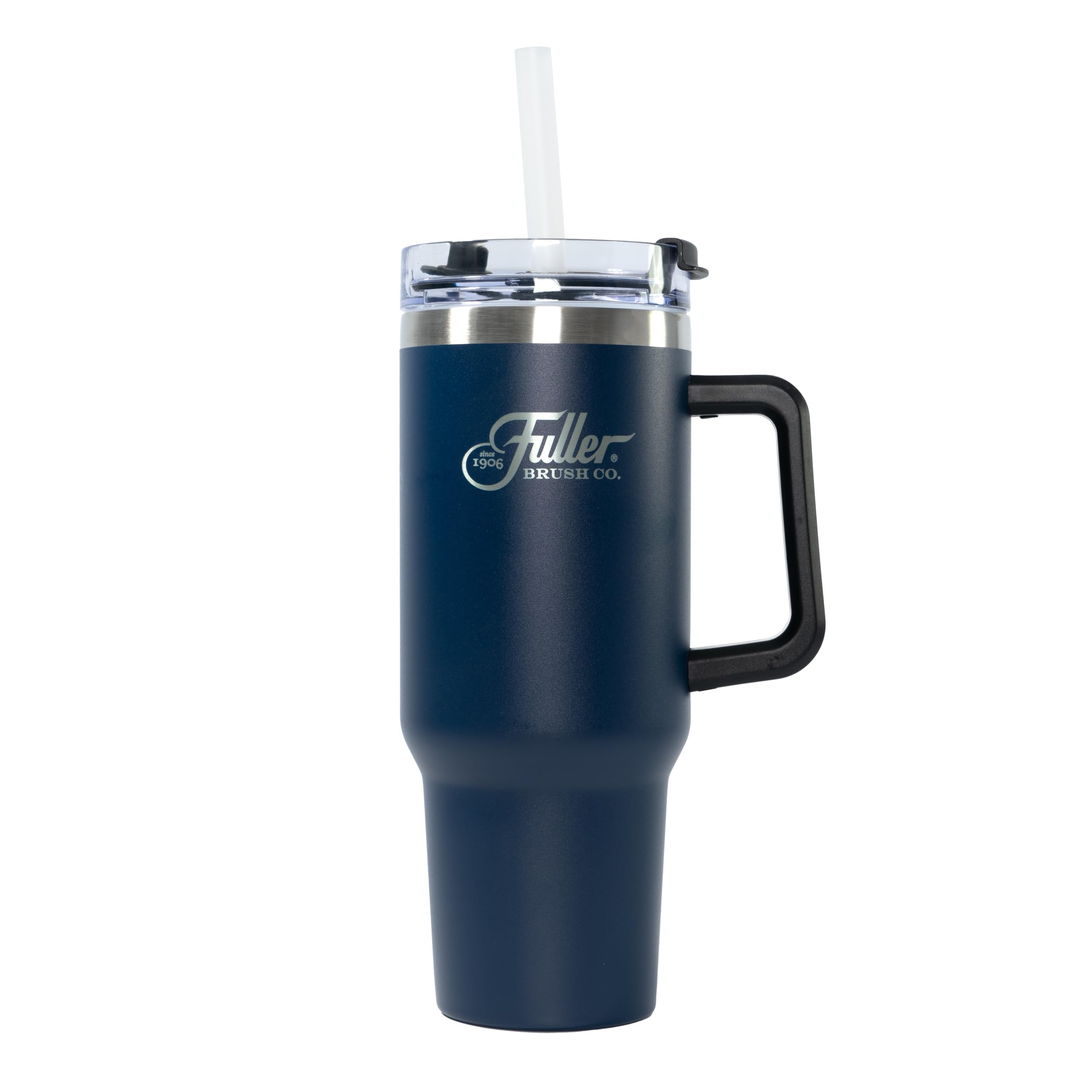 Fuller Brush Stainless Steel Tumbler with Handle - 40 oz. – Lead & BPA-Free - Double-Wall Insulated Travel Mug – Keeps Drinks Hot or Cold for Hours – Spill-Resistant Lid & Straw (Steel Blue)