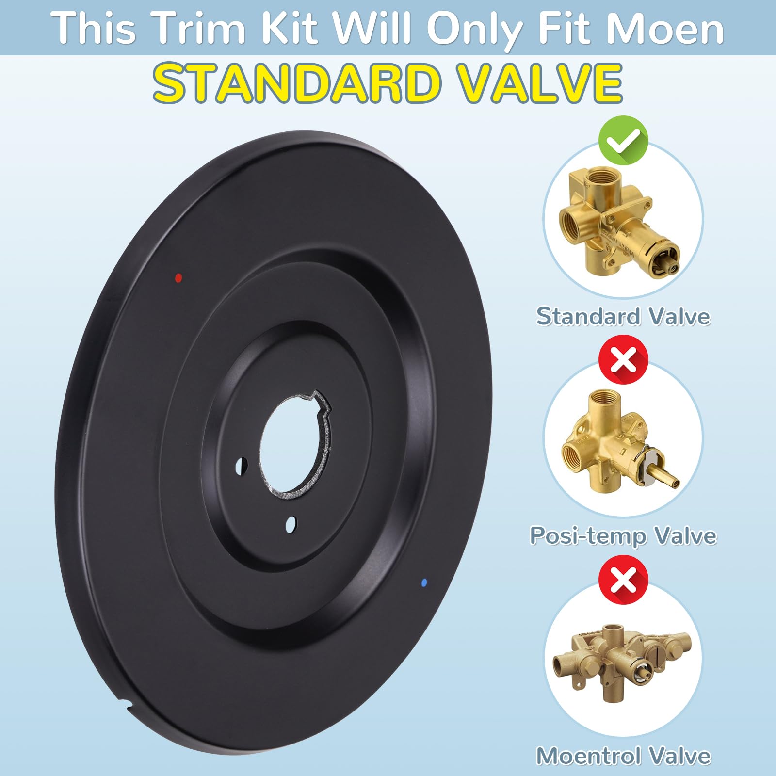 Chateau Collection Escutcheon Replacement for Moen 16090, for One-Handle Tub and Shower Faucets, Matte Black