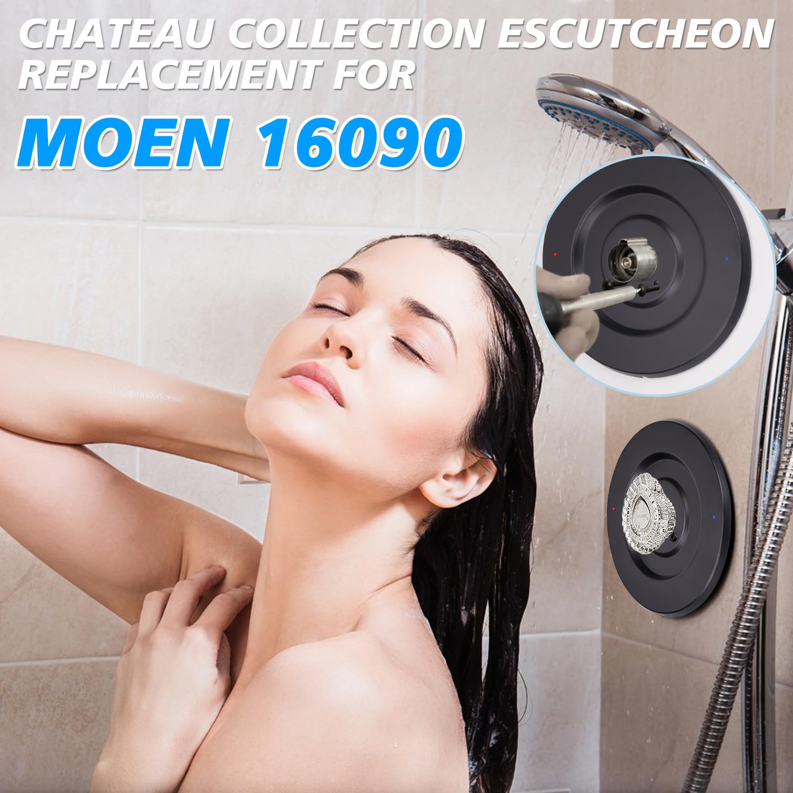 Chateau Collection Escutcheon Replacement for Moen 16090, for One-Handle Tub and Shower Faucets, Matte Black