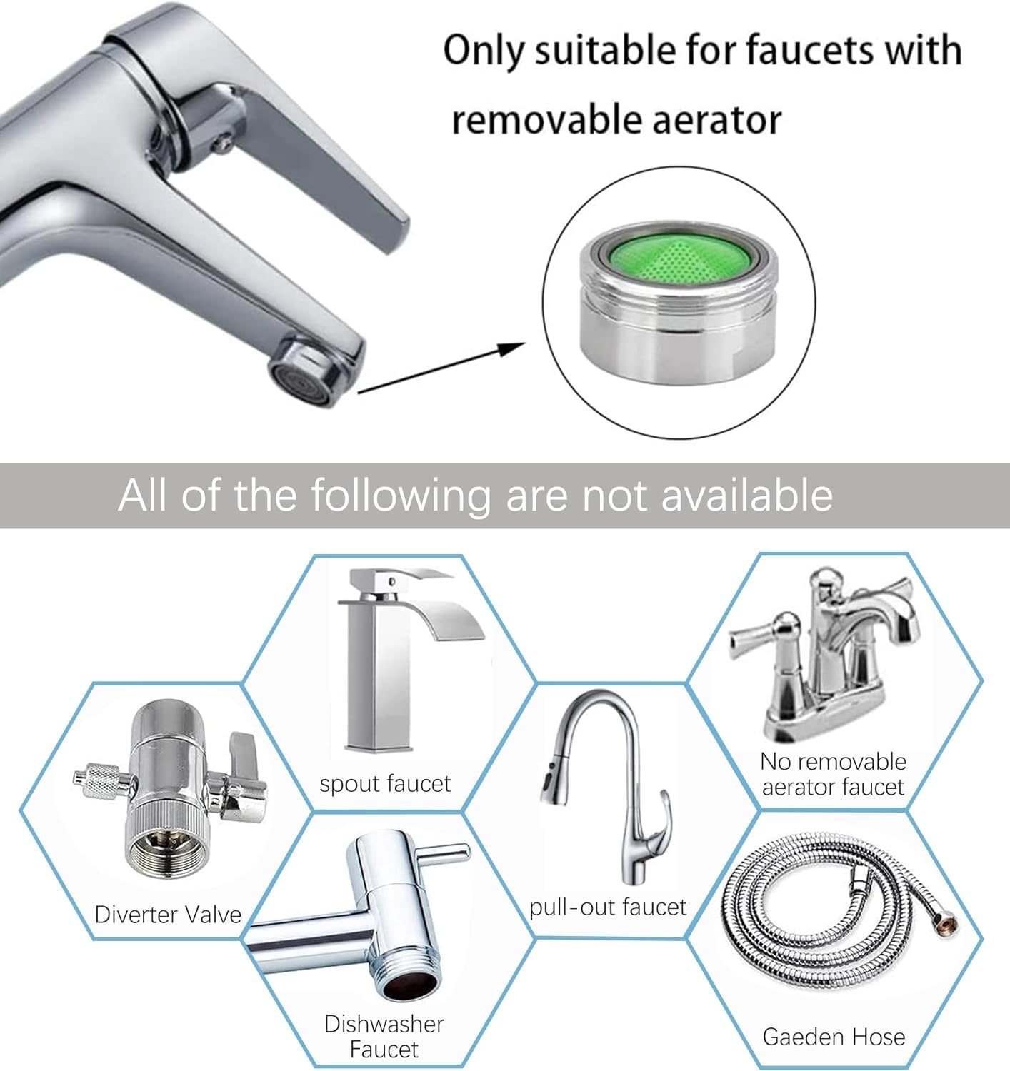 Faucet Adapter Kit, Brass Kitchen Sink Aerator Adapter,Male/Female Sink Faucet Adapter to Connect Garden Hose, Water Filter, Standard Hose via Diverter (10 Pieces)