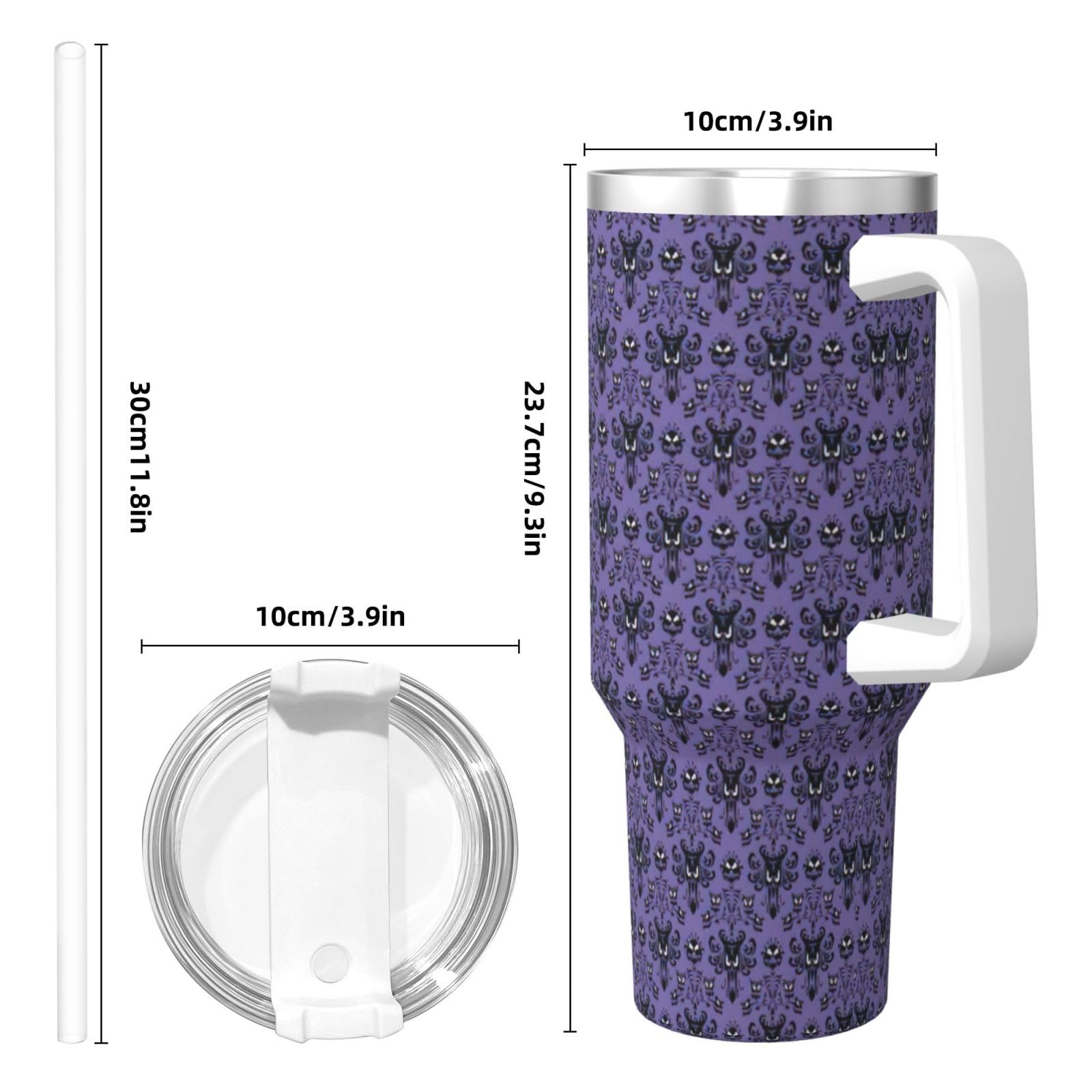 Haunted Mansions Print Insulated 40 Oz Stainless Steel Coffee Cup Thermos Travel Home Office Use Outdoor