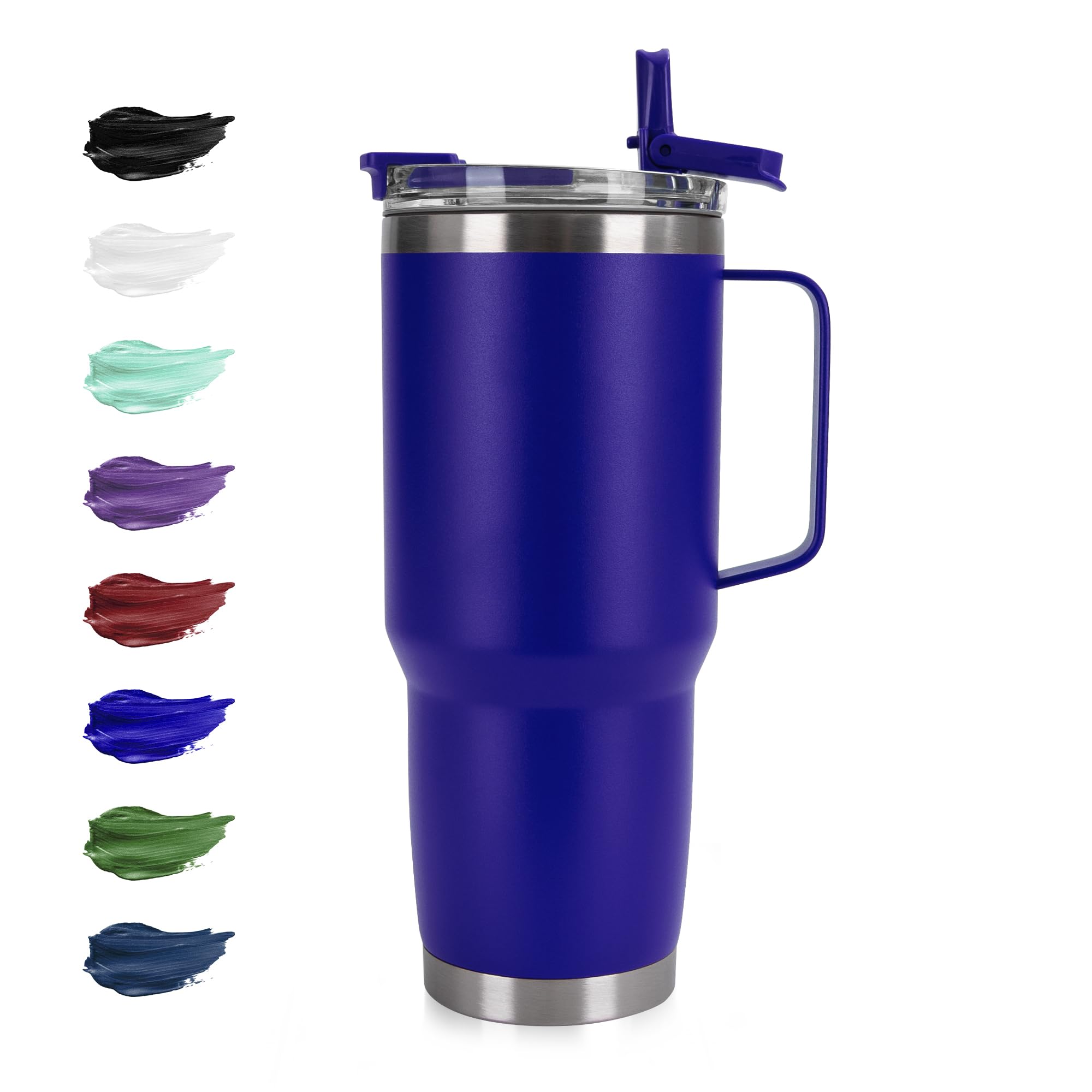 30oz Tumbler with Handle, Insulated Leak Proof Coffee Travel Mug with Straw Lid Double Wall Stainless Steel Vacuum Tumblers Metal Cup Keep Hot and Iced Drink for Gym, Office, Camping, Blue 1 Pack