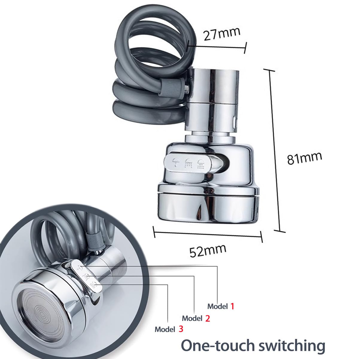 Faucet Sprayer Attachment,Kitchen Sink Sprayer, Sink Sprayer Attachment for Faucet,Kitchen Faucet Sprayer Attachment with Stretchable Hose, Faucet Extender for Kitchen Sink with 3 Water Outlet Modes