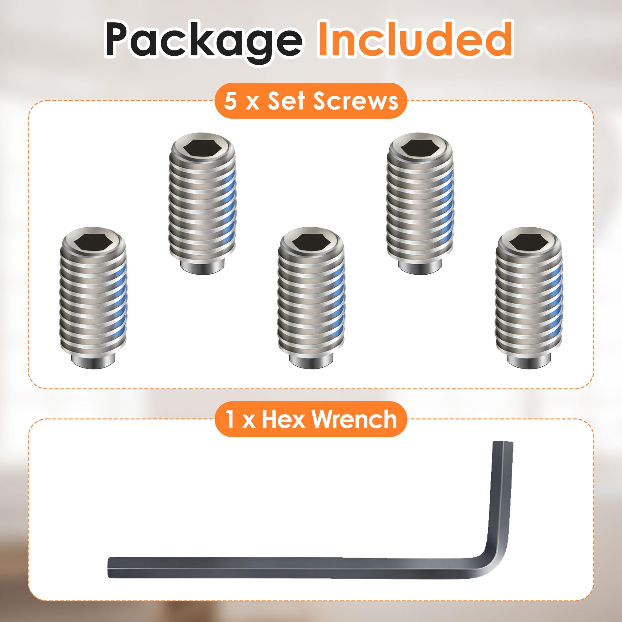 Enhon Set Screw Kit Replacement for 155023, Compatible with Moen Single Handle Kitchen Faucet, Include 5 Set Screws and a Hex Wrench, One Handle Lavatory and Kitchen Faucets Replacement Repair Kit