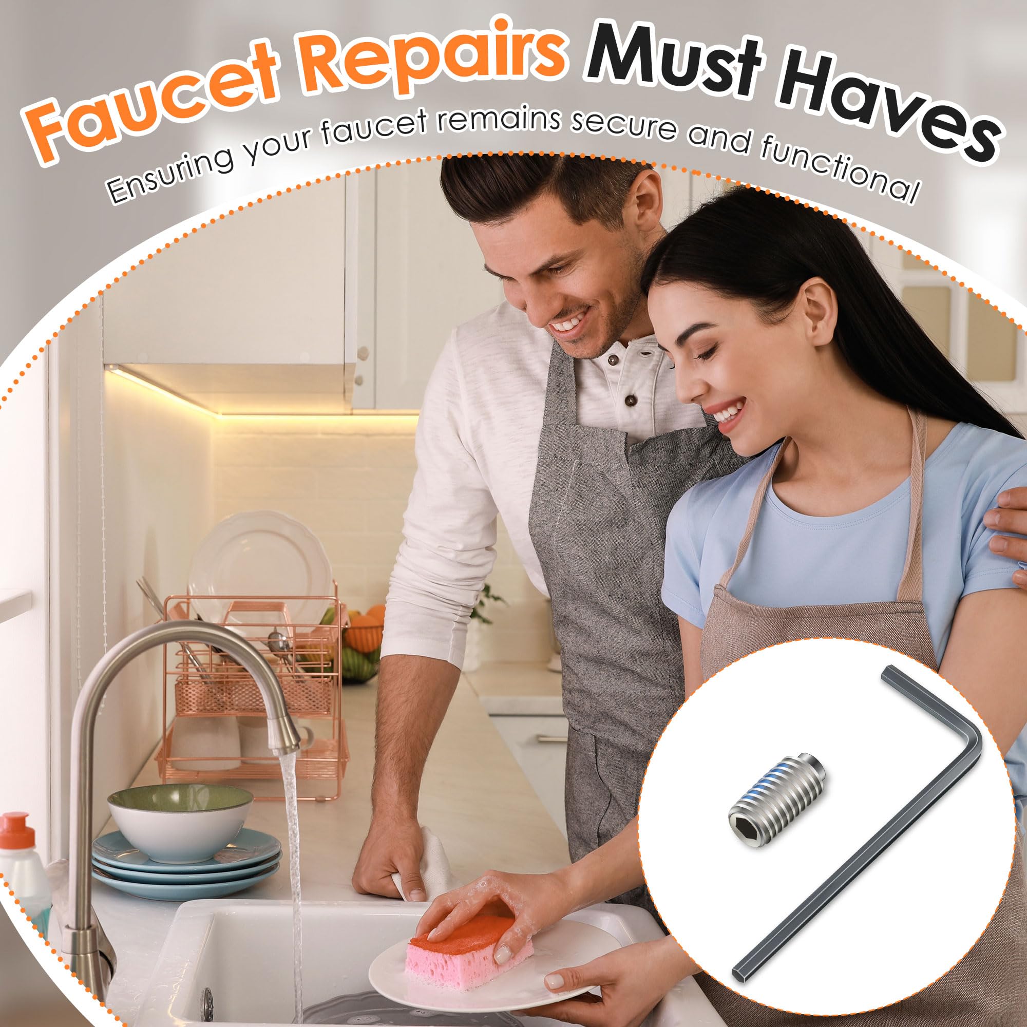 Enhon Set Screw Kit Replacement for 155023, Compatible with Moen Single Handle Kitchen Faucet, Include 5 Set Screws and a Hex Wrench, One Handle Lavatory and Kitchen Faucets Replacement Repair Kit