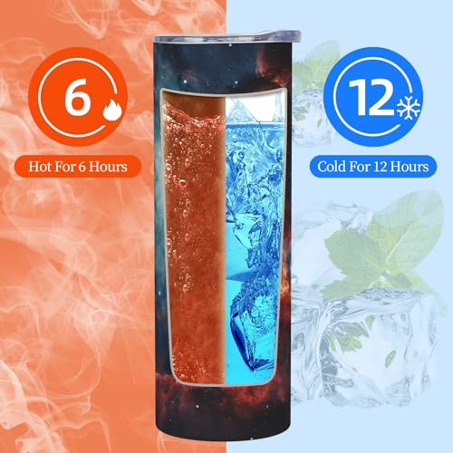 Tangopi Space Cloud 20 oz Tumbler with Lid and Straw Insulated Travel Coffee Mug Reusable Spill Proof Coffee Cups Stainless Steel Water Bottle for Hot and Cold Drinks