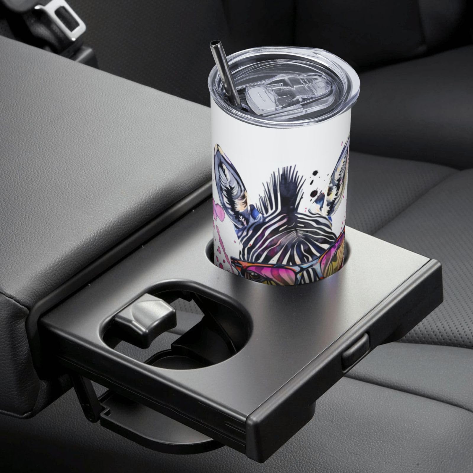 Tangopi Splash Zebra 20 oz Tumbler with Lid and Straw Insulated Travel Coffee Mug Reusable Spill Proof Coffee Cups Stainless Steel Water Bottle for Hot and Cold Drinks