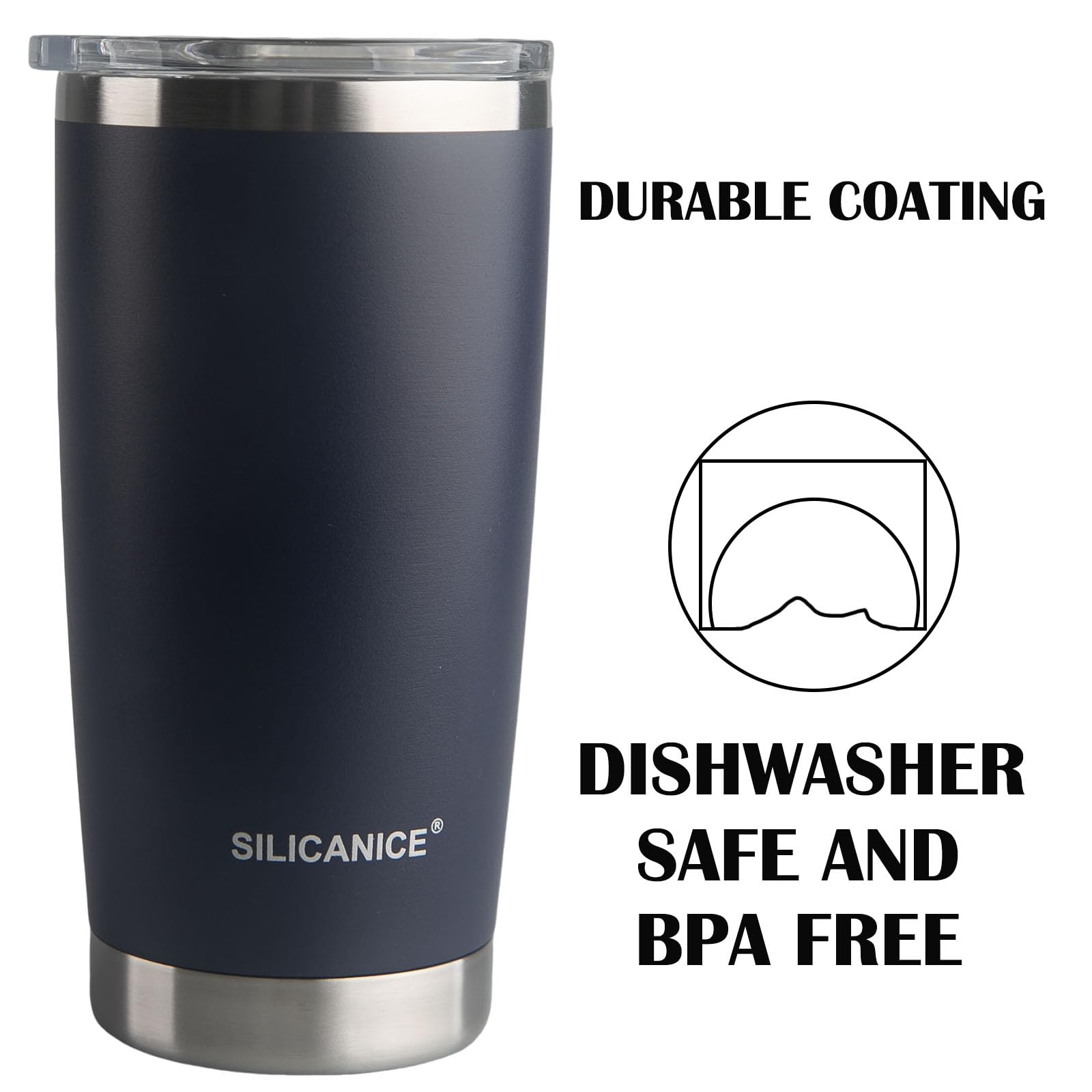20 oz Black Stainless Steel Double Wall Vacuum Insulated Tumbler with Lid Of MacSlider - Dishwasher Safe & Spill Proof Travel Coffee Cup & Mug For Men - Durable Coating Scratch Resistant Outdoor