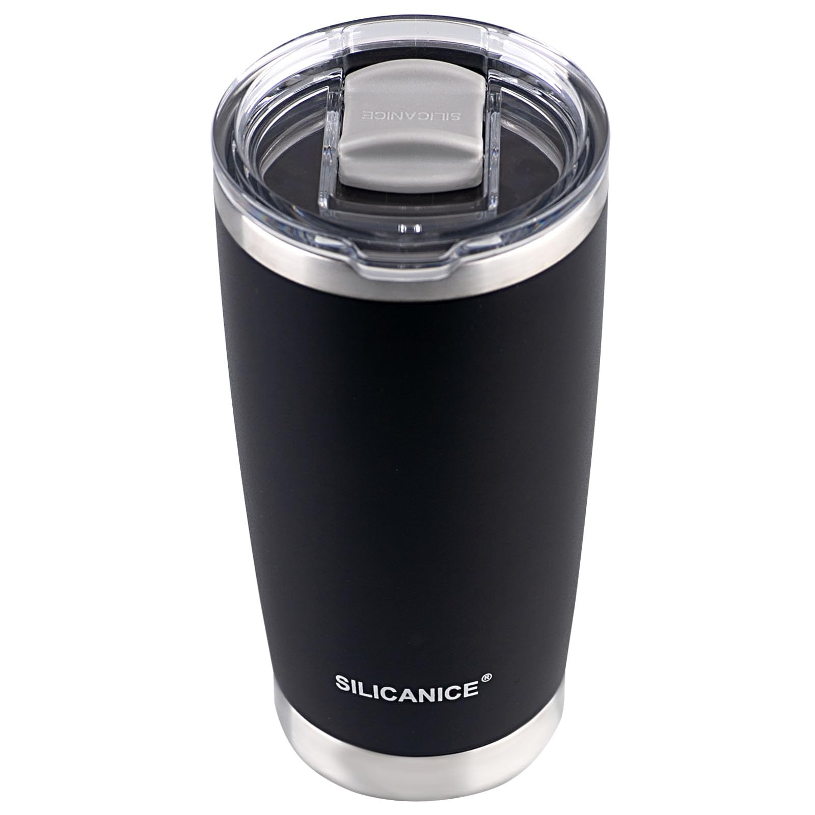 20 oz Black Stainless Steel Double Wall Vacuum Insulated Tumbler with Lid Of MacSlider - Dishwasher Safe & Spill Proof Travel Coffee Cup & Mug For Men - Durable Coating Scratch Resistant Outdoor