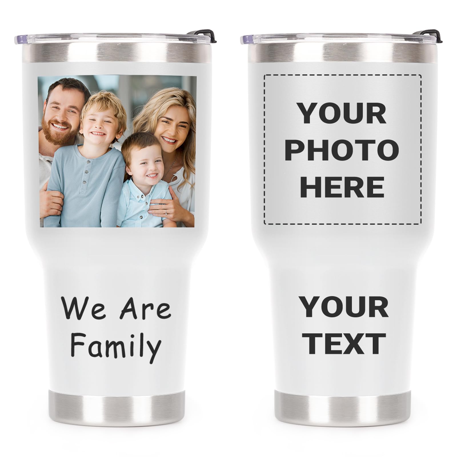 Customizedbee Personalized Tumbler with Picture Text Custom Photo Coffee Mug 30oz Custom Tumblers Personalized Mug Cup Gift for Men Women Dad Mom Valentines Birthday Anniversary Christmas