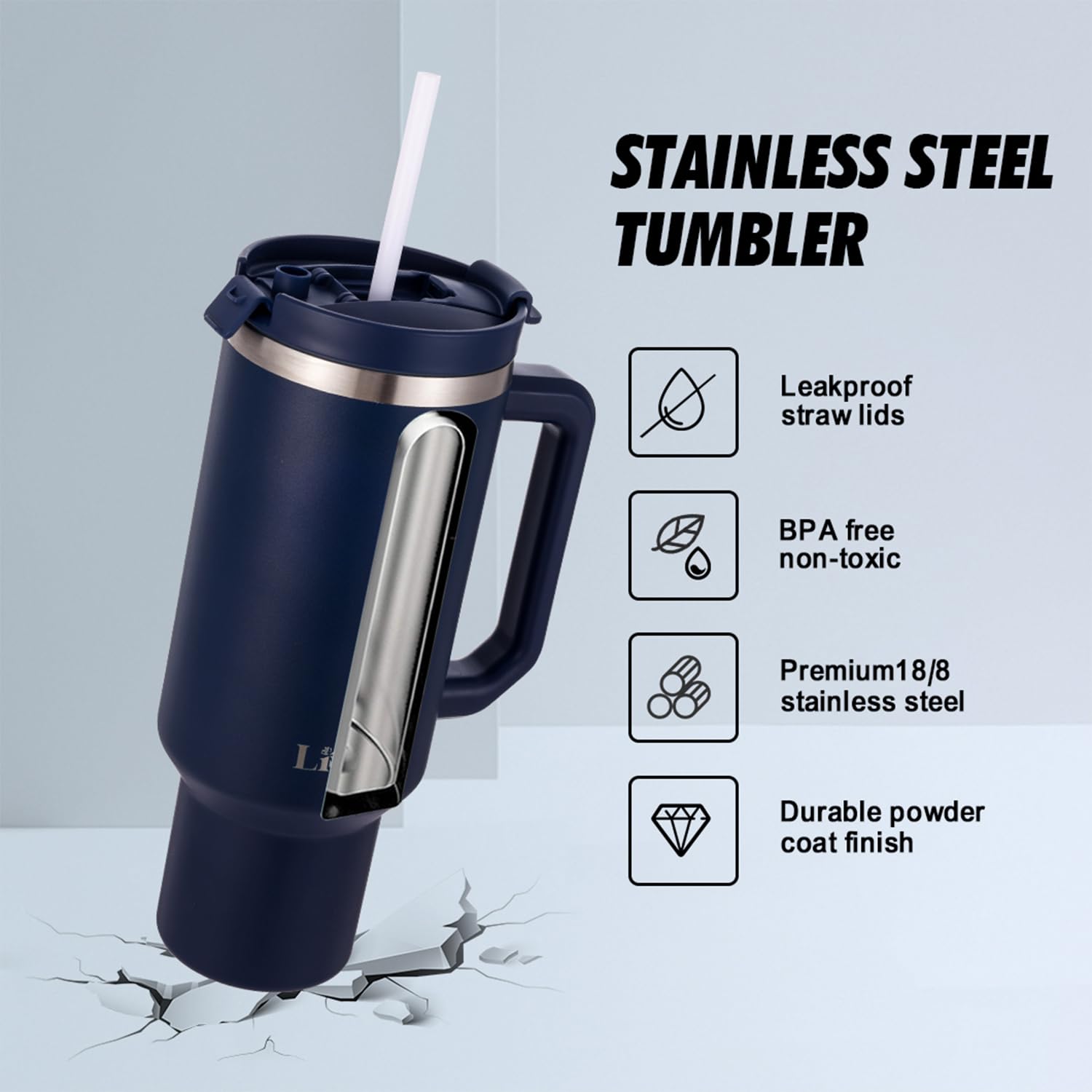 Liveaze 40 OZ/1200 ML Stainless Steel Vacuum Insulated Tumbler With 2 In 1 Lid, Straw & Brush | For Hot & Cold Drinks (Water, Coffee, Iced Tea, Smoothies & Other Drinks) Cupholder Friendly
