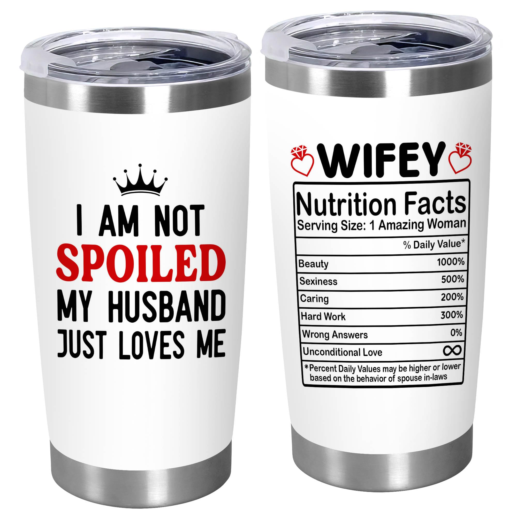 TEEZWONDER Anniversary Wedding Gifts for Her Wife - Stainless Steel Insulated Coffee Tumbler With Lid 20 Oz - Mothers Day Birthday Gifts for Women Wife from Husband
