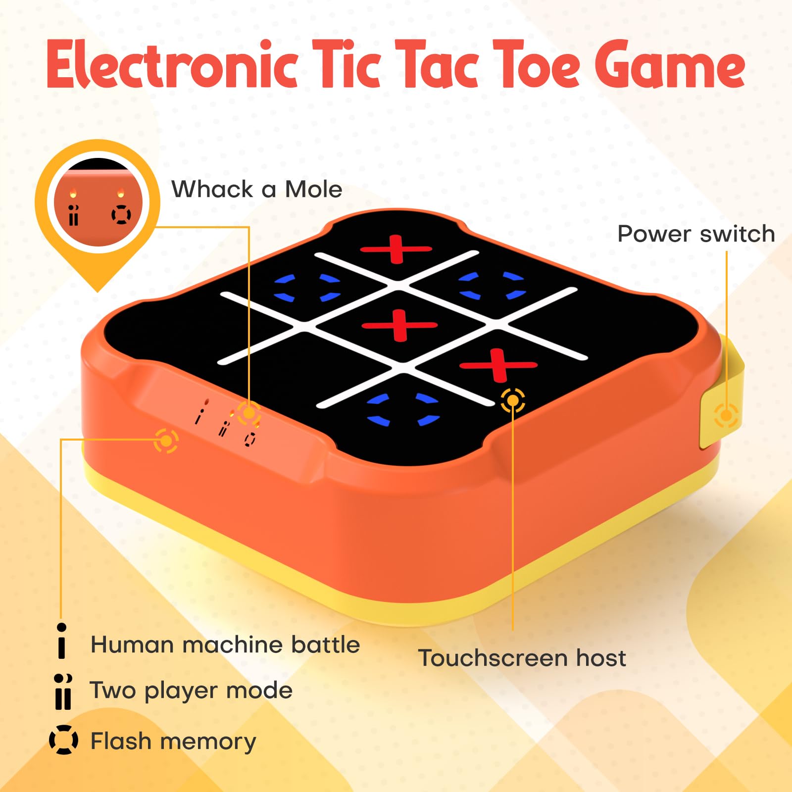 Tic Tac Toe Bolt Game, Handheld Electric Puzzle Game Console, Gift Ideal for Kids and Adults' Birthday, Electronic Board Games for Educational and Memory Growth, Portable Travel Games for Car Ride