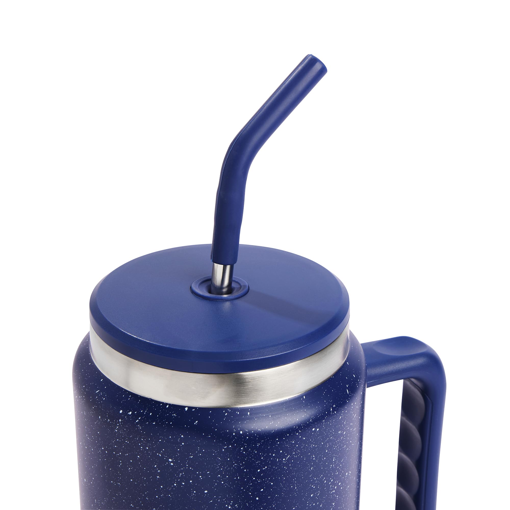 Hydragear Edge Stainless Steel Tumbler with Easy-Carry Handle and Resudable Metal Straw - 50 Oz - Planetarium Speckle