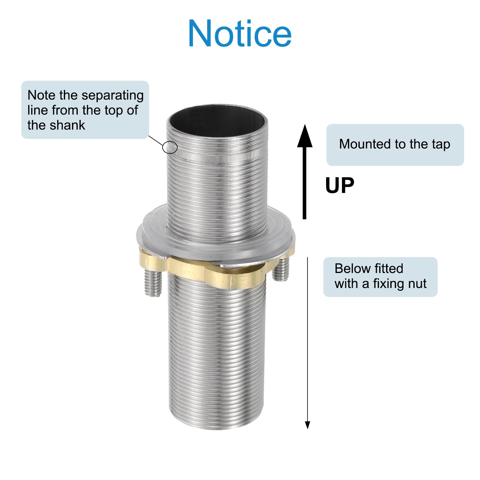uxcell Faucet Mount Extension Shank 4"x 1.25" Stainless Steel Pipe Faucet Extension Nipple Locknut Kit Extension Threaded Lengthen Fixed High Foot with Nut and Gasket Faucet Fittings