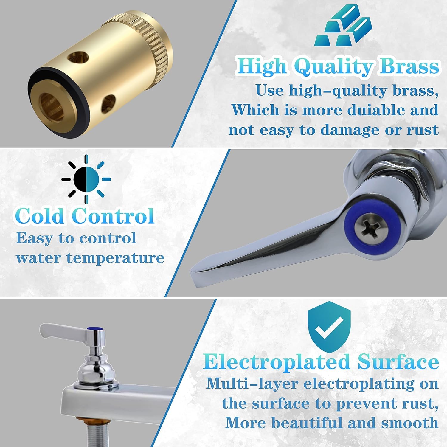 DNShorix 02713-40 Cold Side Handle Stem Assembly Replacement Parts Fit for T&S Brass All Faucets