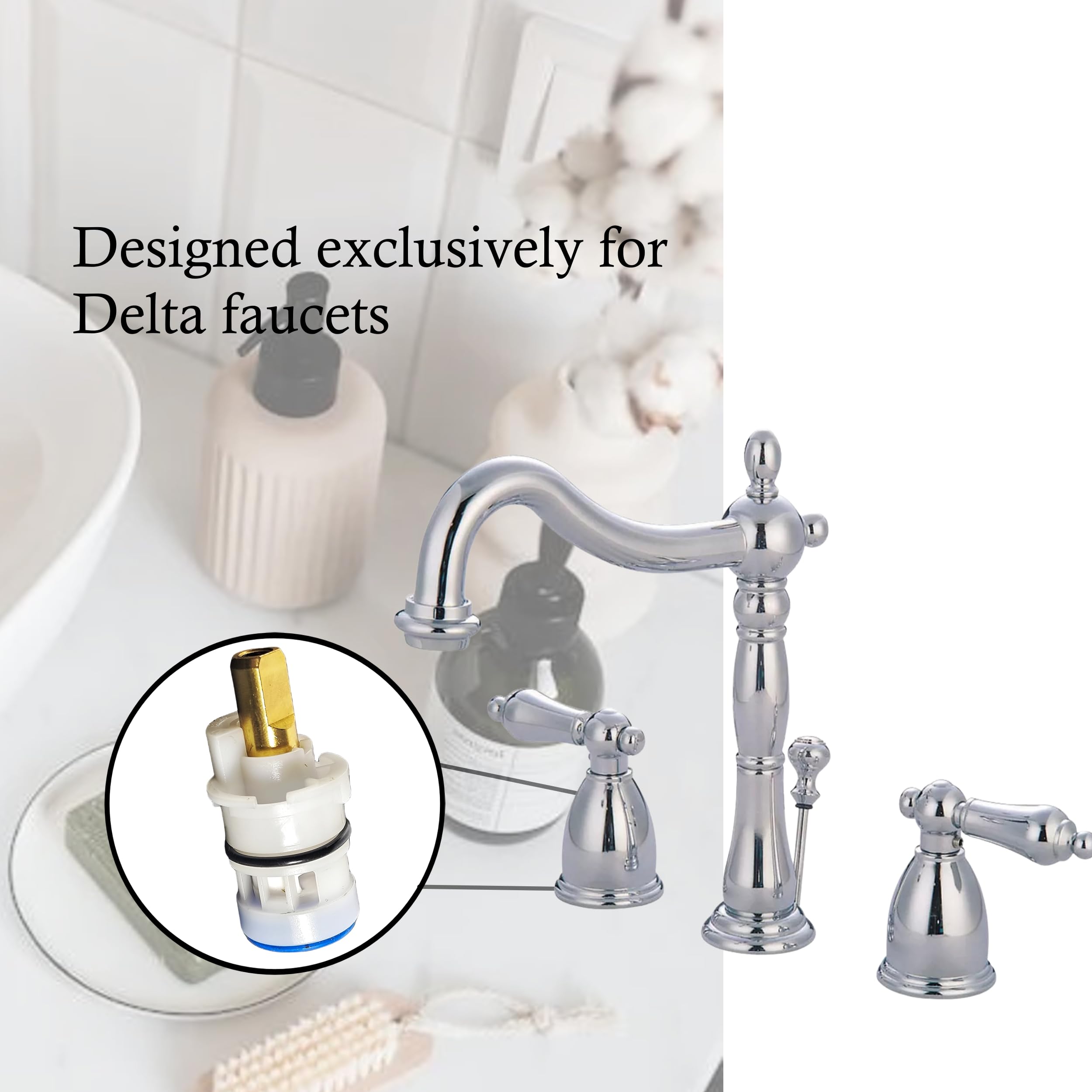 ALITZ Faucet Ceramic Cartridge Replacement for Delta RP47422, Compatible with 2 Handle Victorian Faucets Only,
