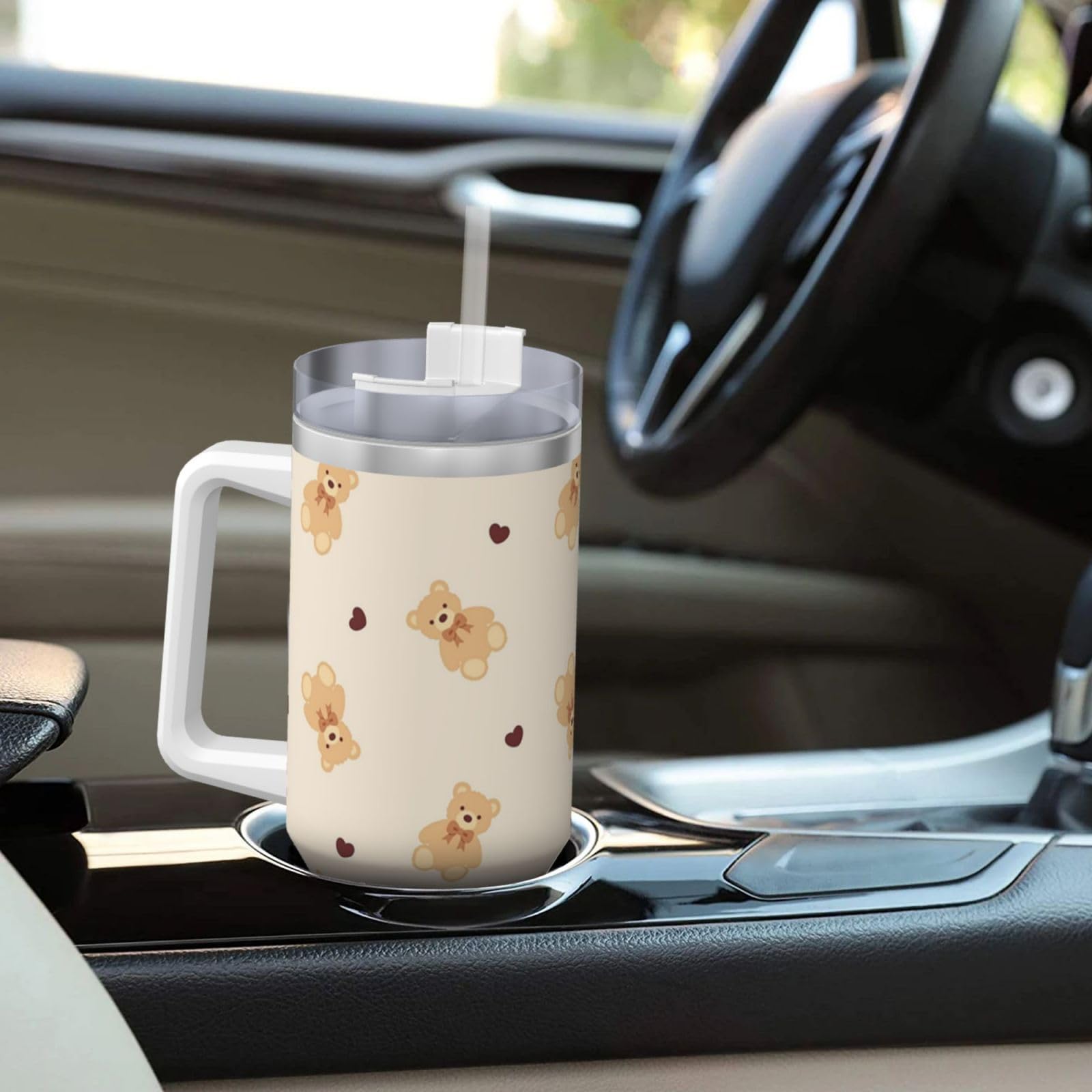 Teddy Bears Hearts 40oz Tumbler With Handle And Straw Insulated Tumblers Leak Proof Double Walled Stainless Steel Travel Mug pattern73