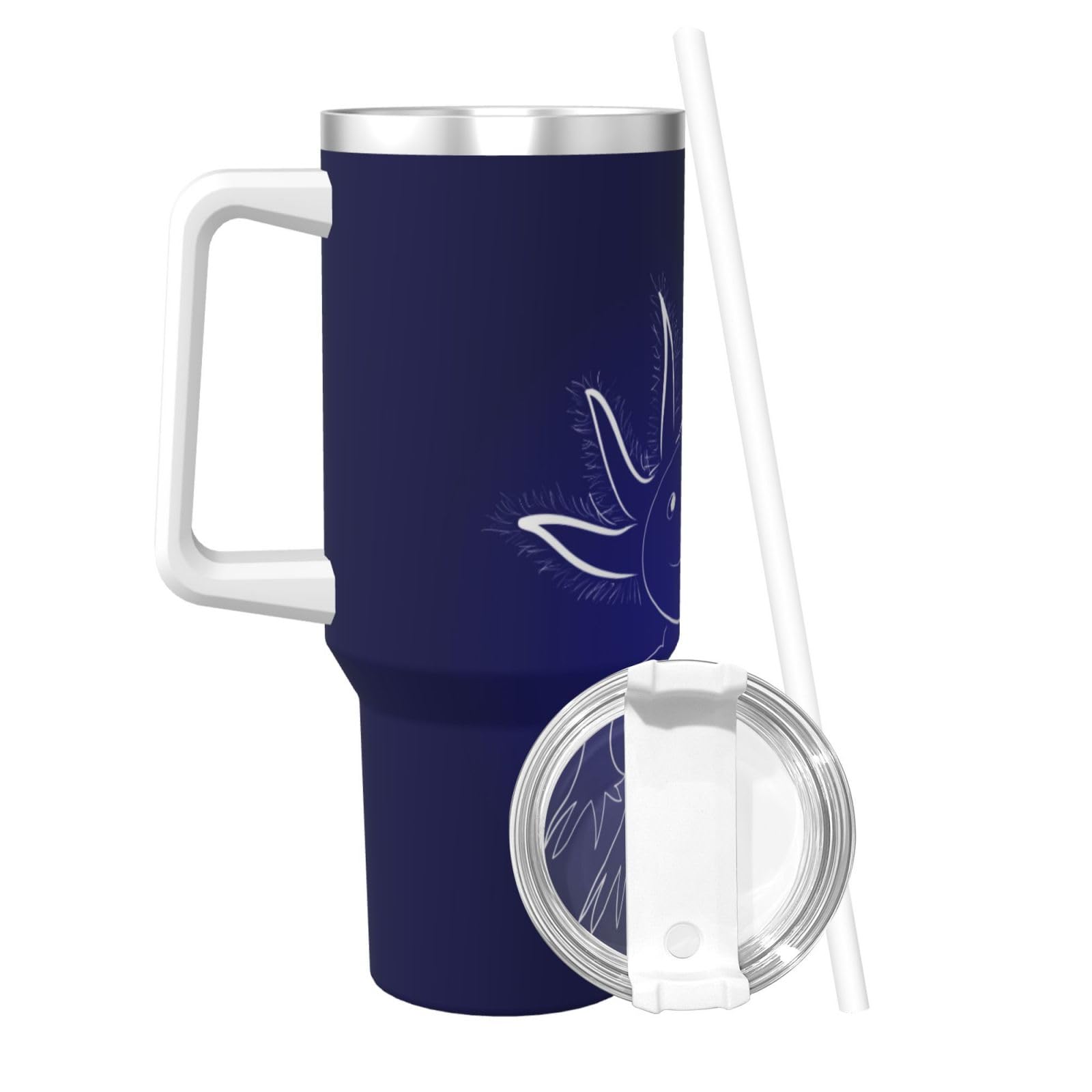 Funny White Axolotl 40oz Tumbler With Handle And Straw Insulated Tumblers Leak Proof Double Walled Stainless Steel Travel Mug pattern7