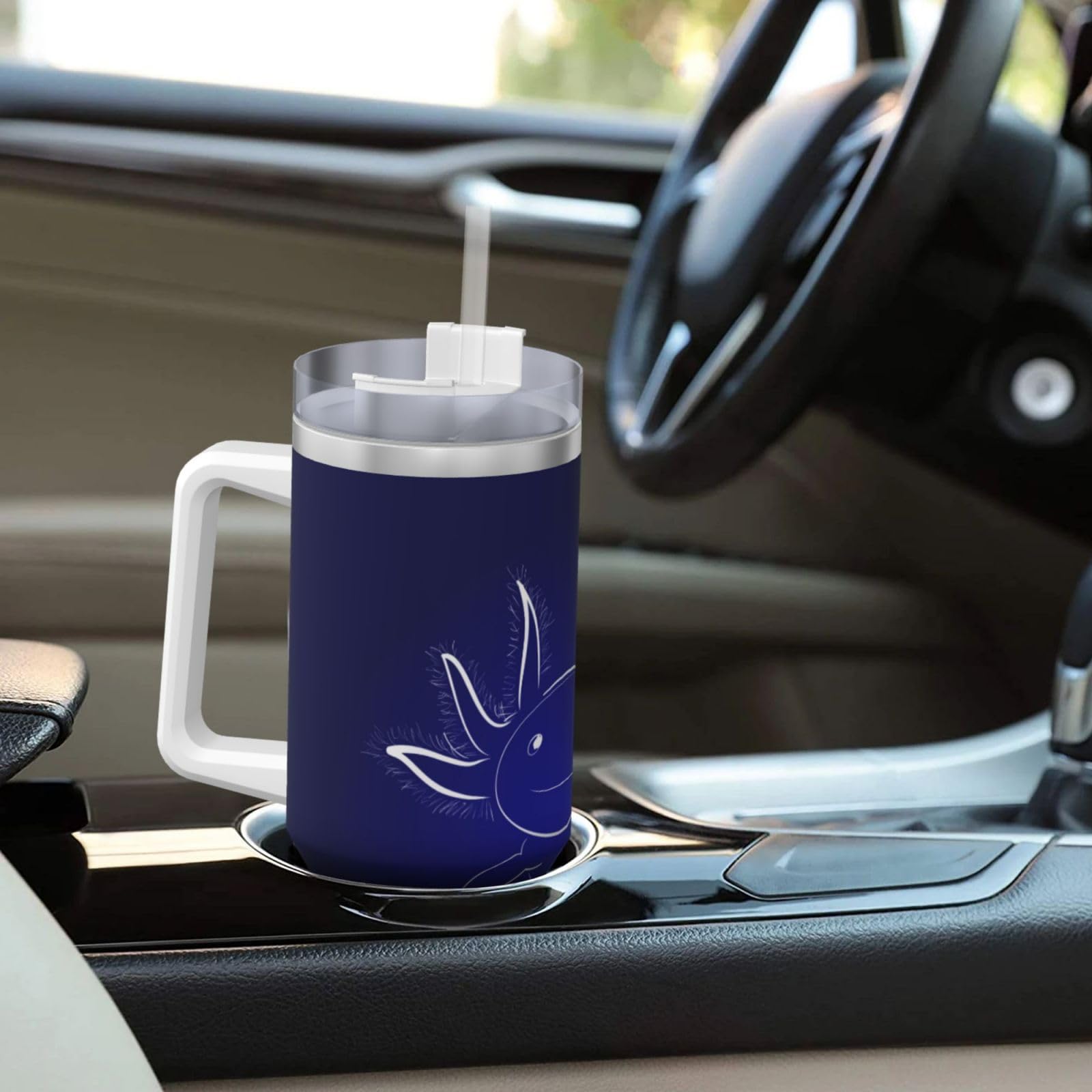 Funny White Axolotl 40oz Tumbler With Handle And Straw Insulated Tumblers Leak Proof Double Walled Stainless Steel Travel Mug pattern7