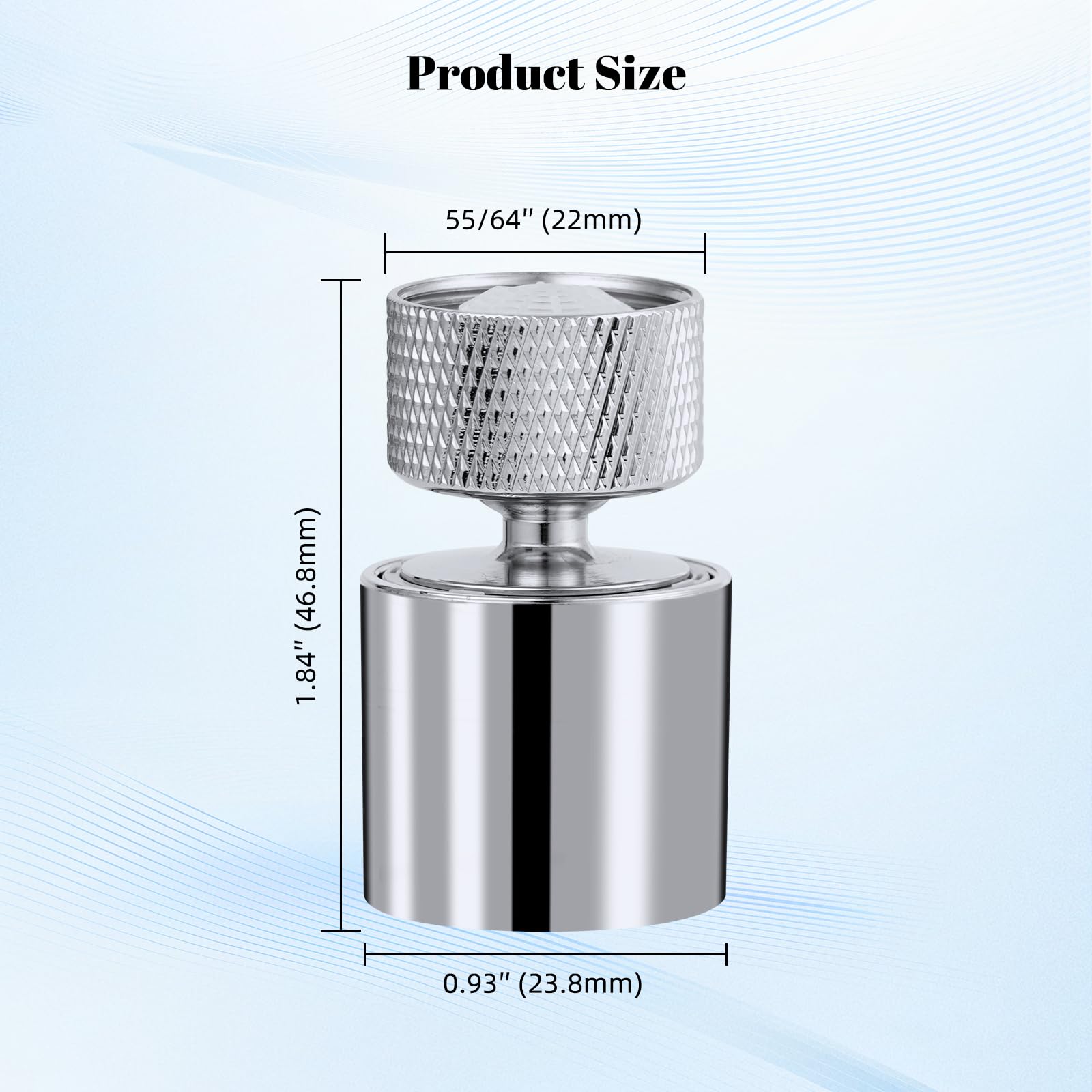 Hibbent Dual-function Metal Faucet Aerator, 2-Flow Big Angle Rotate Kitchen Sink Aerator 360 Degree Swivel Sink Sprayer Attachment, 55/64 Inch Female Thread, Chrome