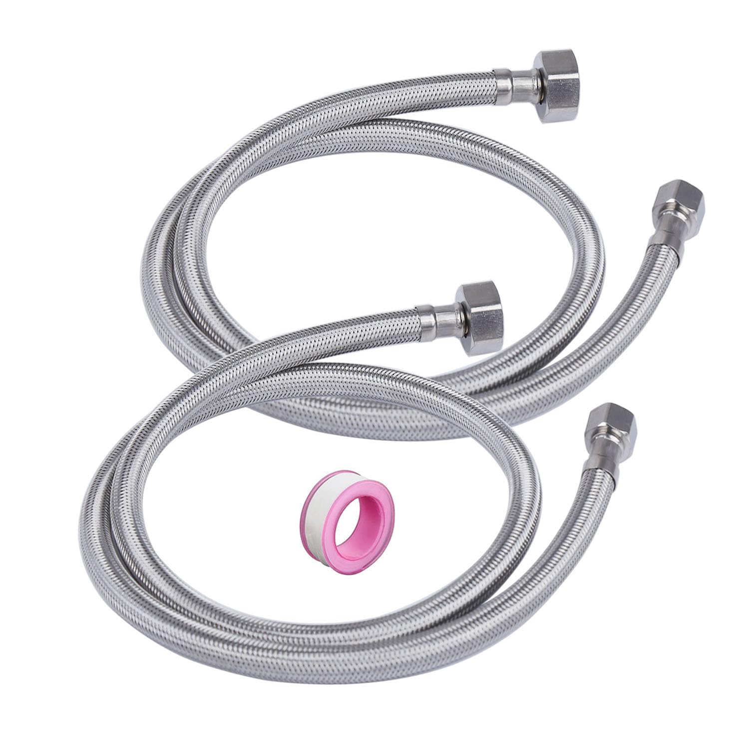 36" Faucet Supply Line,3/8" Comp x 1/2" FIP Kitchen Faucet Hose Connector with Plumbers Tape for Residence,Stainless Steel Braided Supply Line for Moderate Distance (Pack of 2)