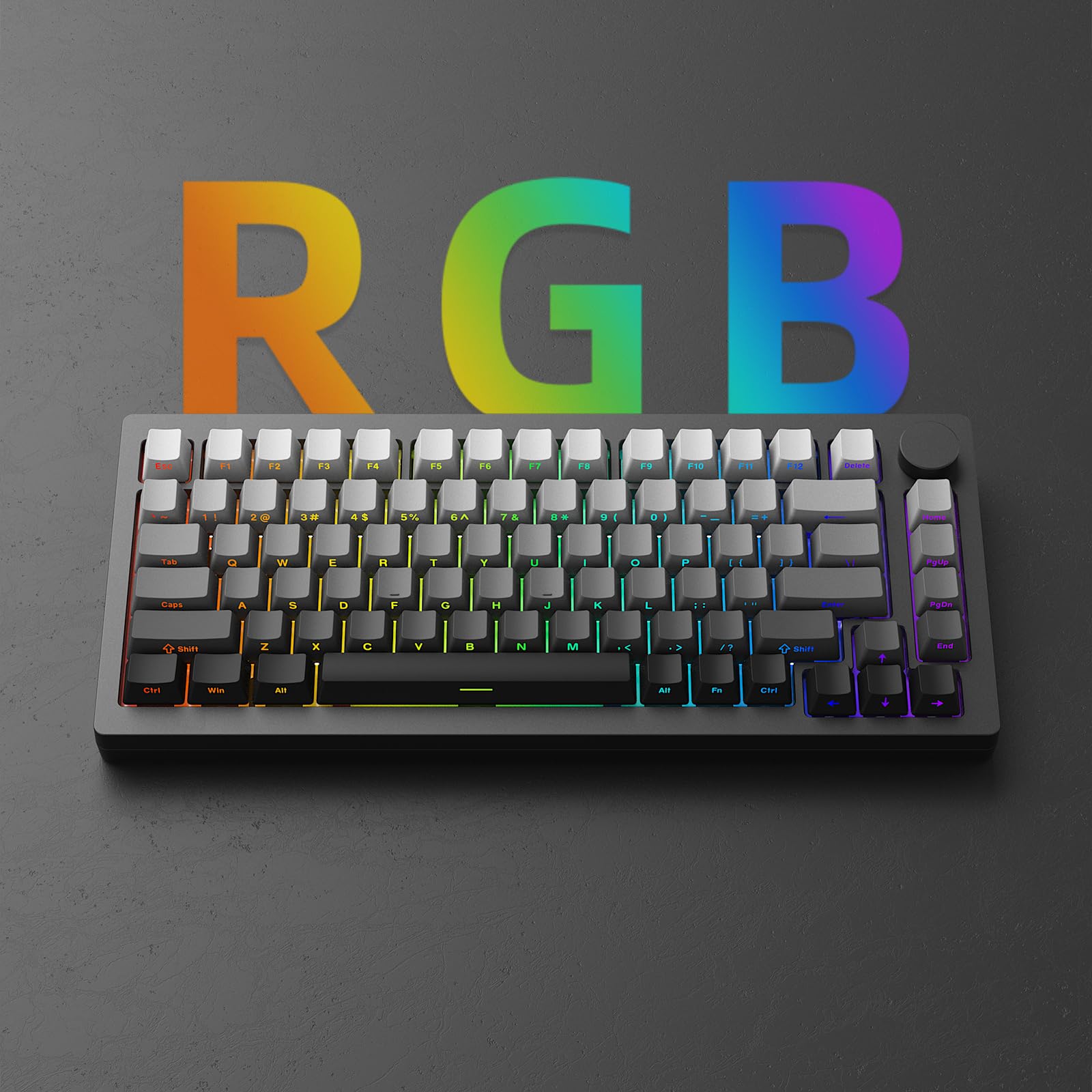 MONSGEEK M1W V3 Aluminum Mechanical Keyboard 75% RGB Hot-swappable Gaming Keyboard with Knob, 6000 mAH RGB Gradient Black Custom with PBT Double Shot Keycaps Rosewood Switch