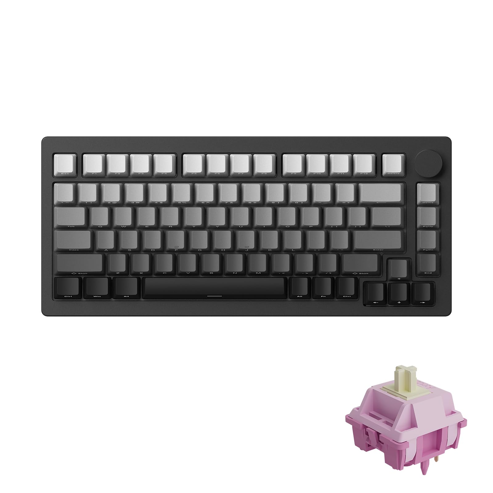 MONSGEEK M1W V3 Aluminum Mechanical Keyboard 75% RGB Hot-swappable Gaming Keyboard with Knob, 6000 mAH RGB Gradient Black Custom with PBT Double Shot Keycaps Rosewood Switch