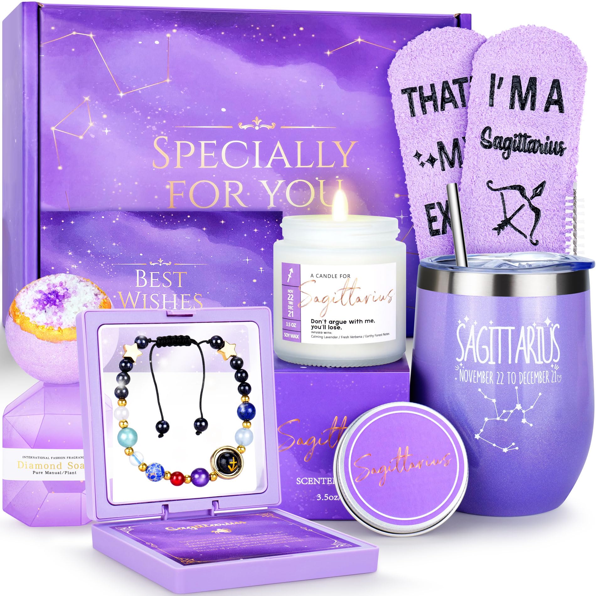 10PCS Birthday Gifts for Women - Sagittarius Gifts for Mom, Wife, Girlfriend, Sister - Self Care Package, Get Well Soon, Mothers Day