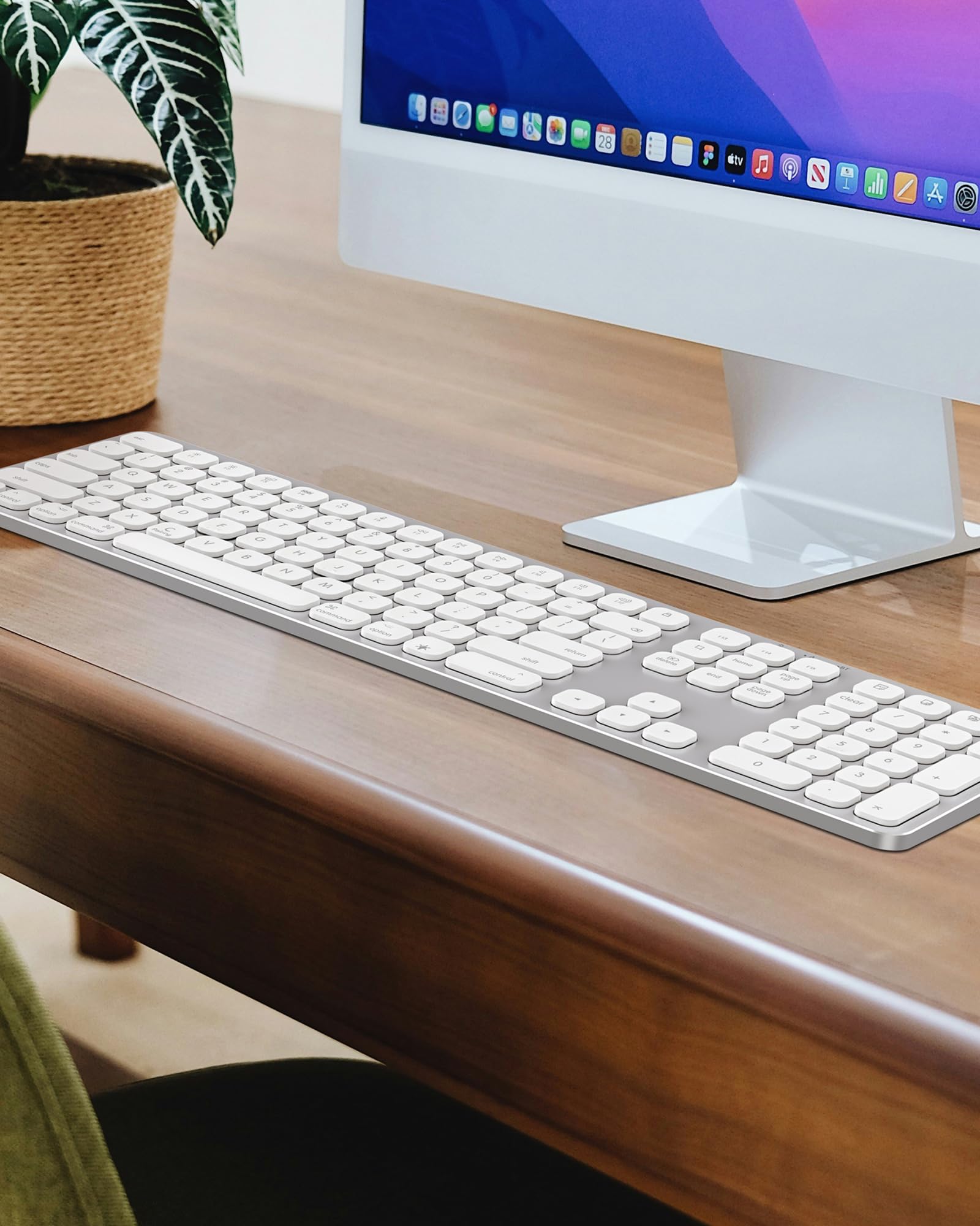 SODI Wireless Keyboard for Mac with Numeric Keypad, Backlit, Wireless, Rechargeable, Programmable Keys. Compatible with MacBook Pro/Air, iMac, Mac Mini/Pro, iPad, iPhone, US English, White