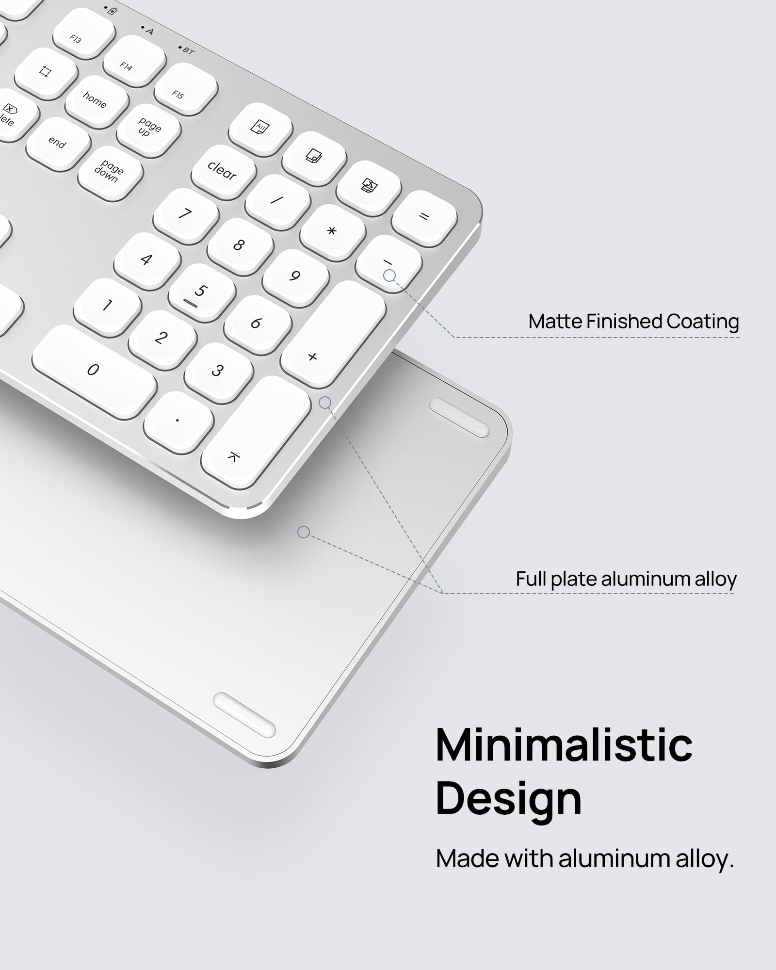 SODI Wireless Keyboard for Mac with Numeric Keypad, Backlit, Wireless, Rechargeable, Programmable Keys. Compatible with MacBook Pro/Air, iMac, Mac Mini/Pro, iPad, iPhone, US English, White